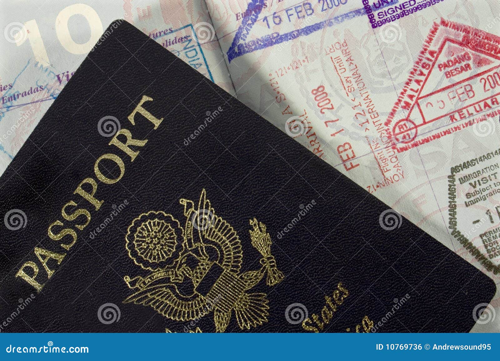 Passport with Entry Stamps stock photo. Image of immigration - 10769736