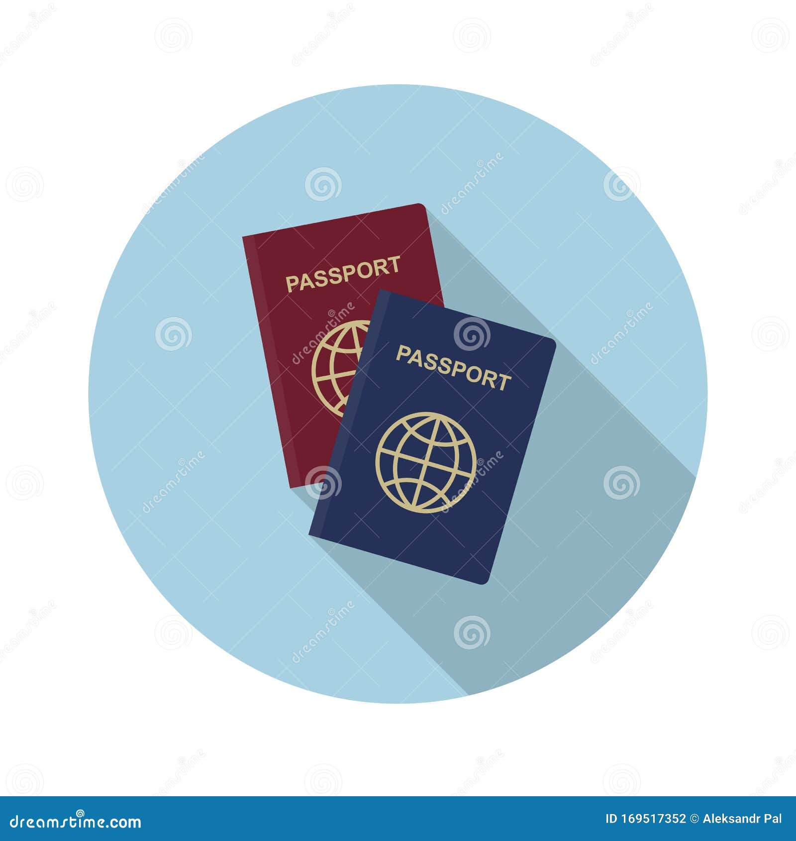 Passport Flat Icon in Two Colors of Blue and Red Stock Vector ...