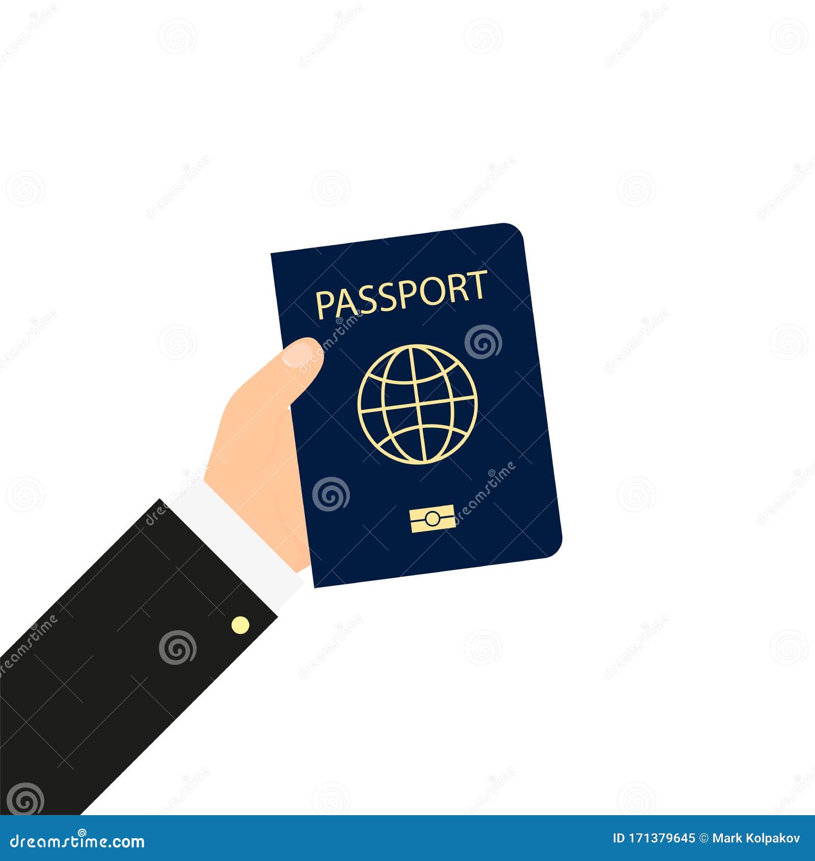 Passport In Hand. Man Holds In His Hand The Document. Passport For ...