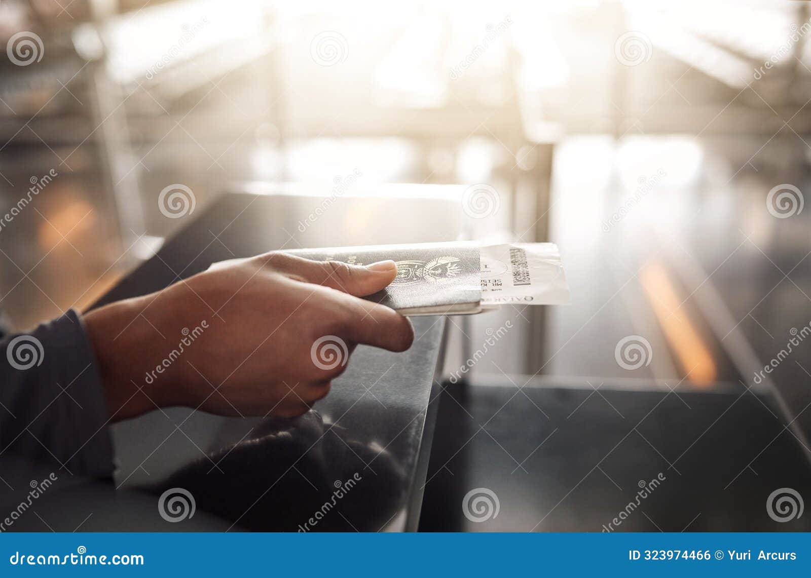 Passport, Hands or Identification Book at Airport for Checking, Booking ... Passport, Hands or Identification Book at Airport for Checking, Booking ...