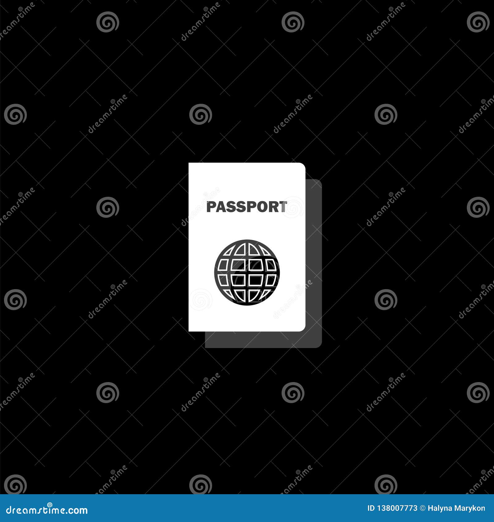 Passport icon flat stock illustration. Illustration of book - 138007773