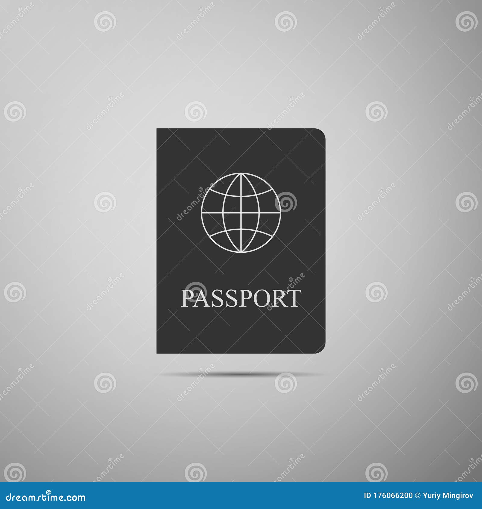 Passport icon on grey stock vector. Illustration of citizenship - 176066200