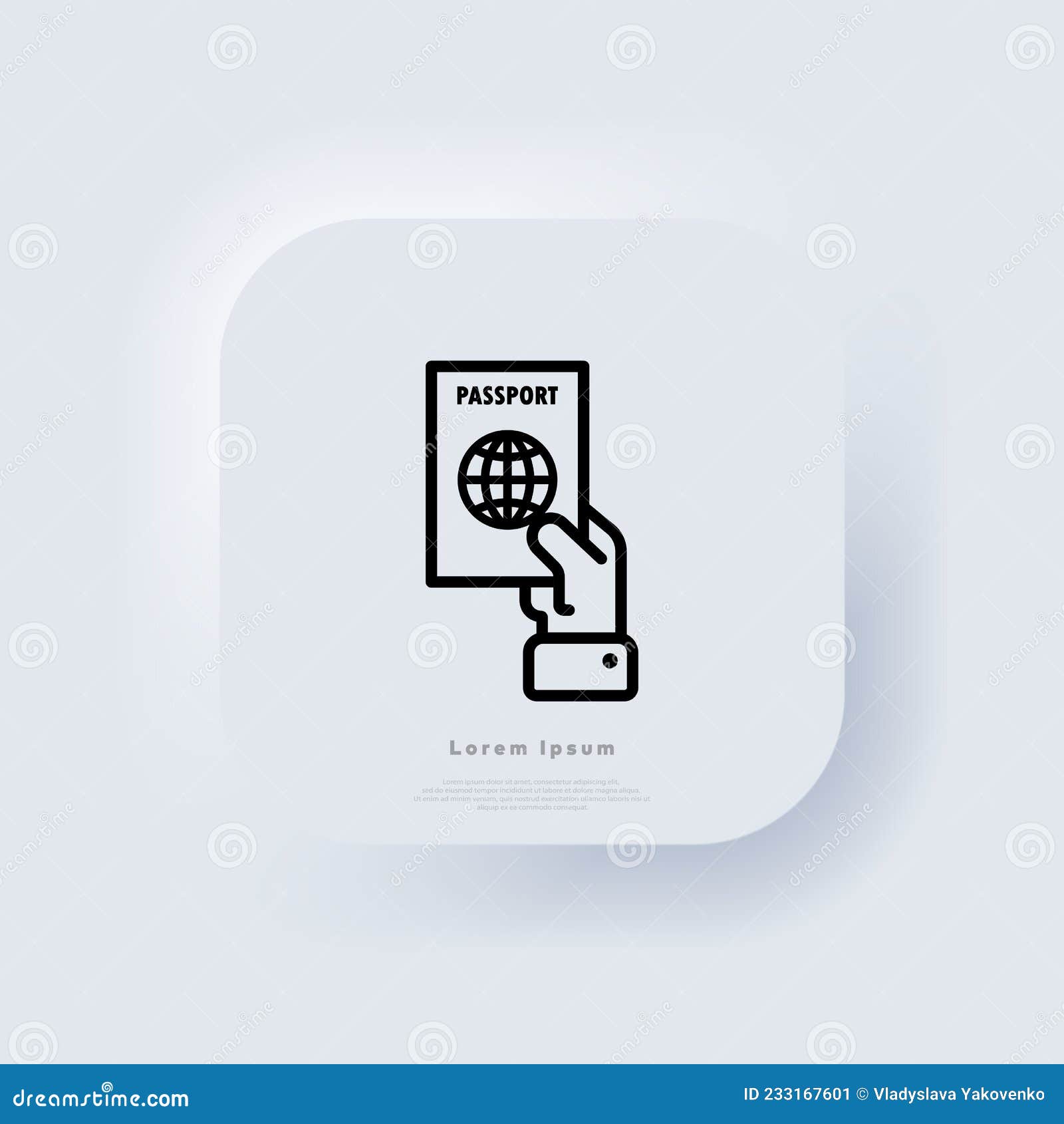 Passport Icon. Travel, Boarding. Airport Document. Neumorphic UI UX ...
