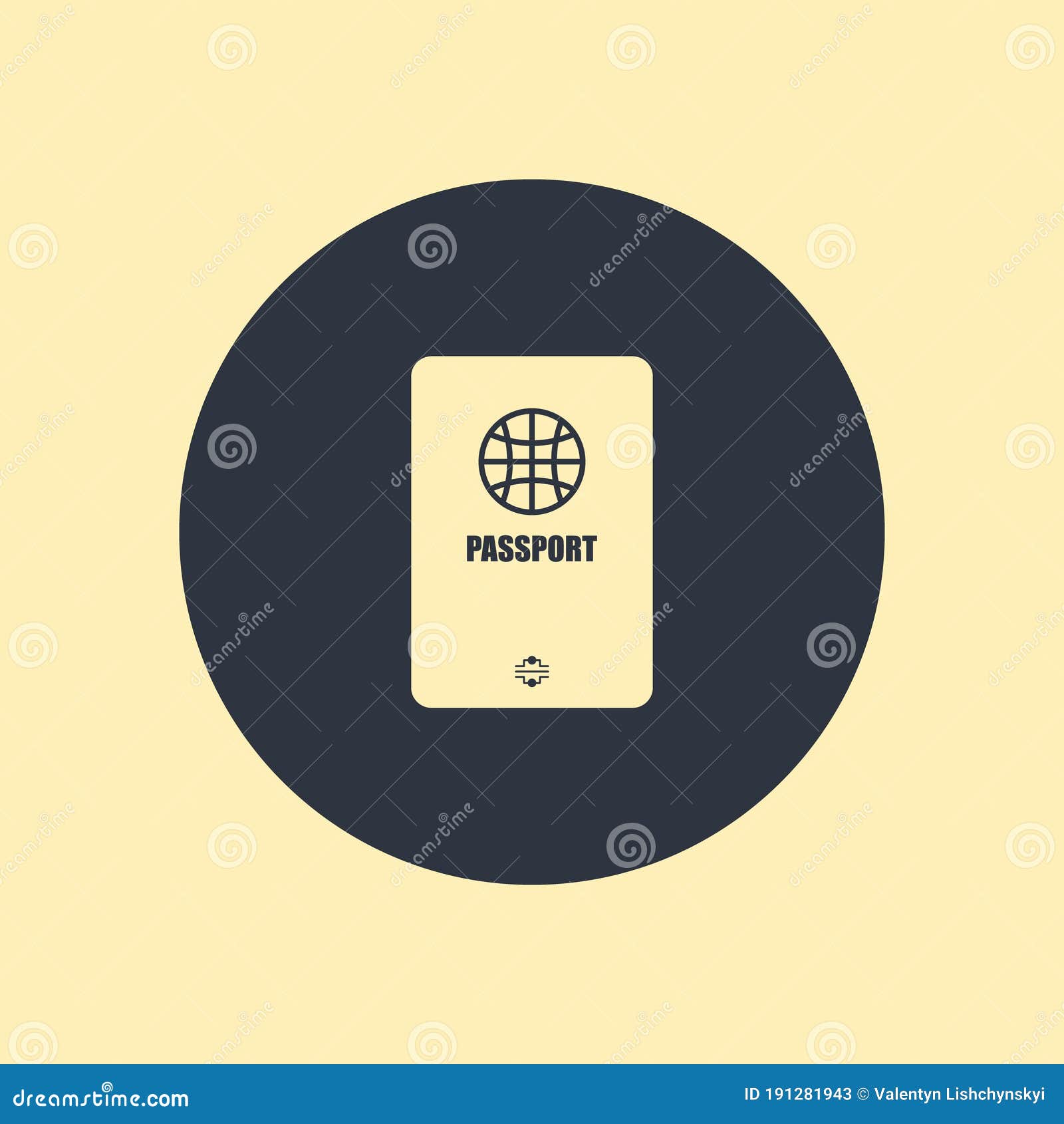 Passport Icon Vector Illustration Symbol on Round Background Stock ...