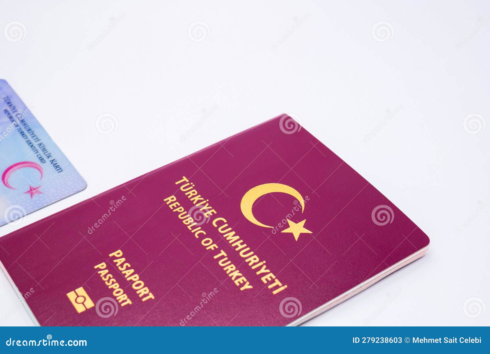 Passport and Identity Card Republic of Turkey on White Stock Image ...