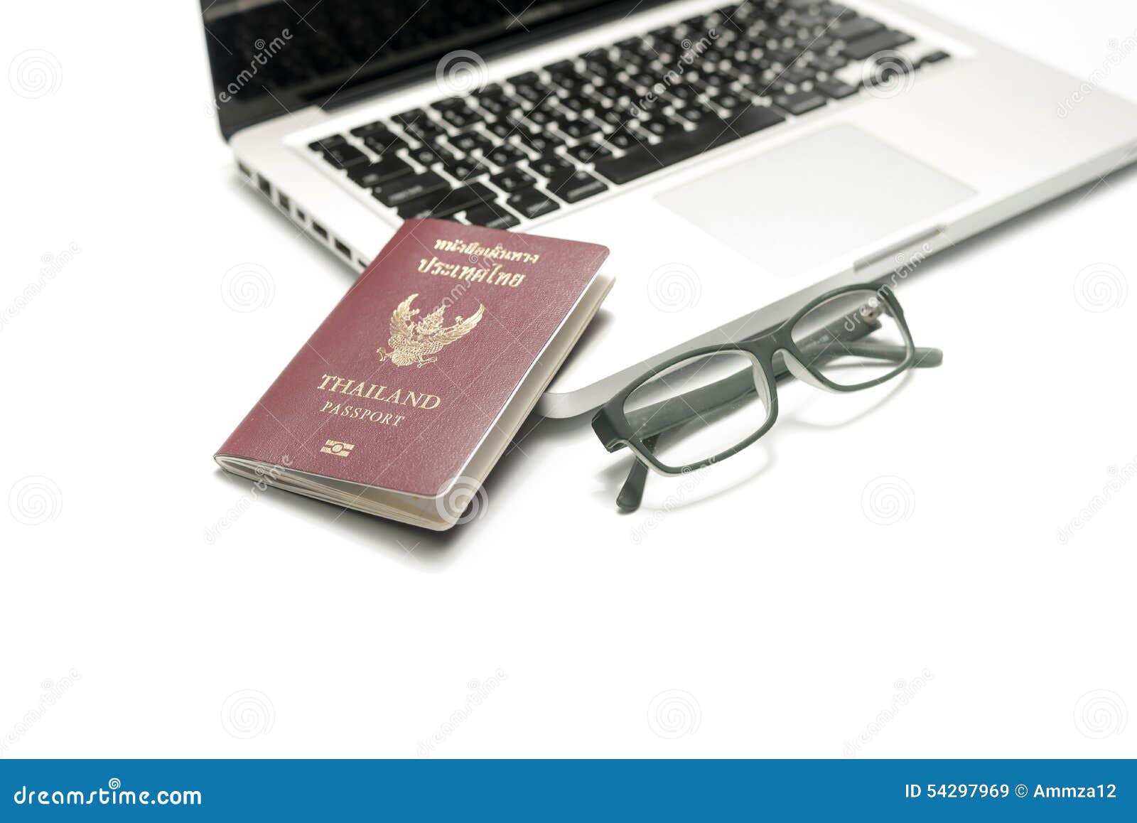 Man With Passport And Laptop. Travel Document And Identification ...