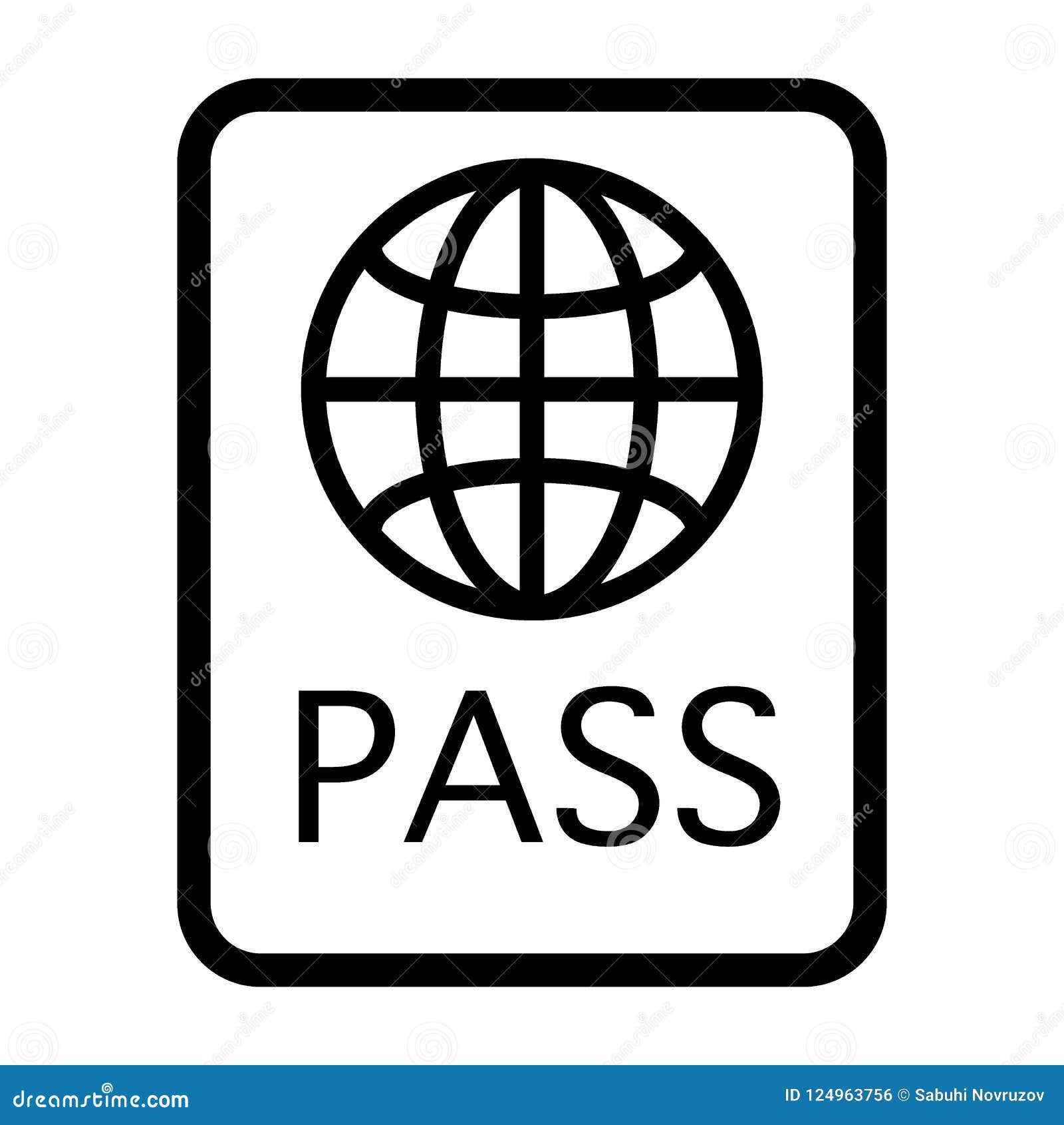 Passport Line Icon Document Vector Illustration Isolated On White