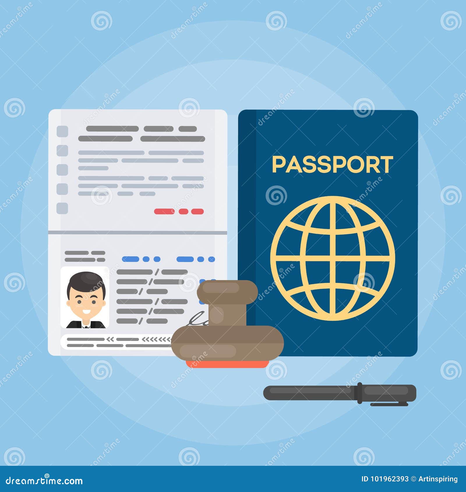Passport of a man. stock vector. Illustration of destination - 101962393