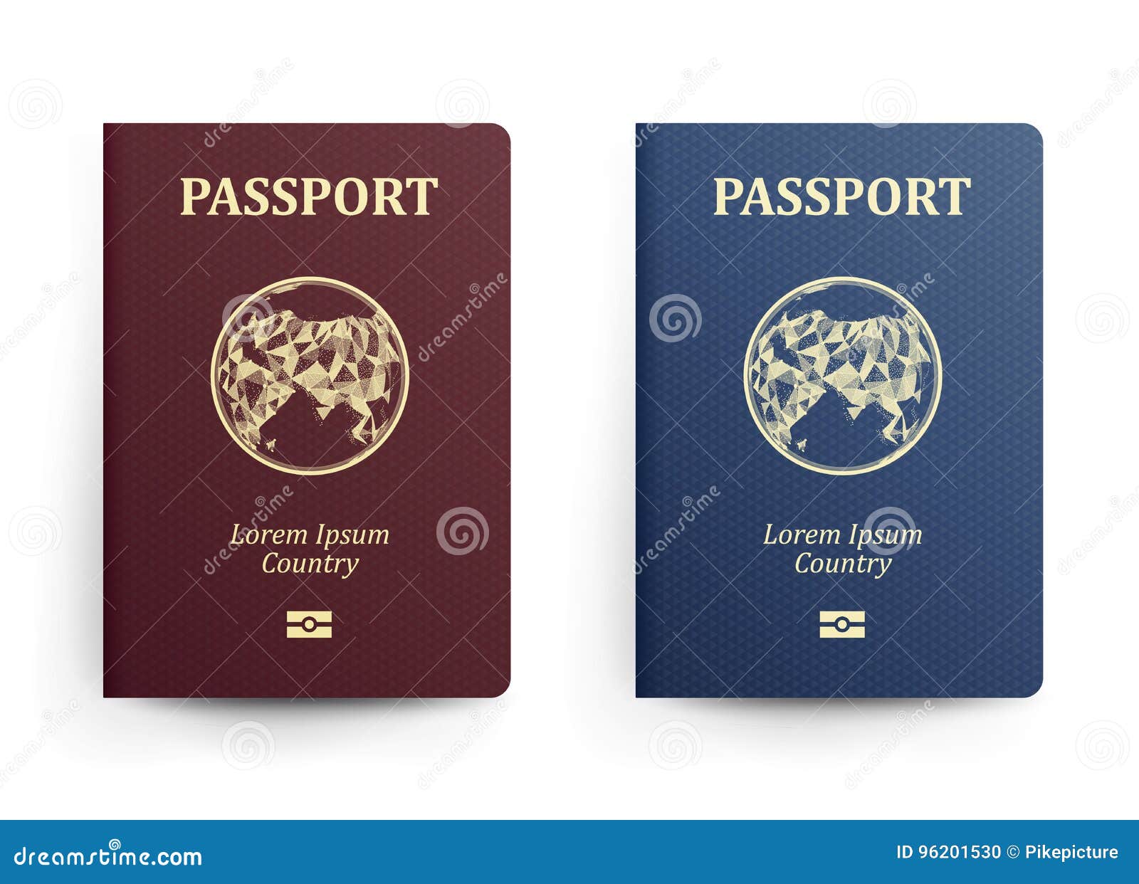 Passport With Map. Asia. Realistic Vector Illustration. Red And Blue ...