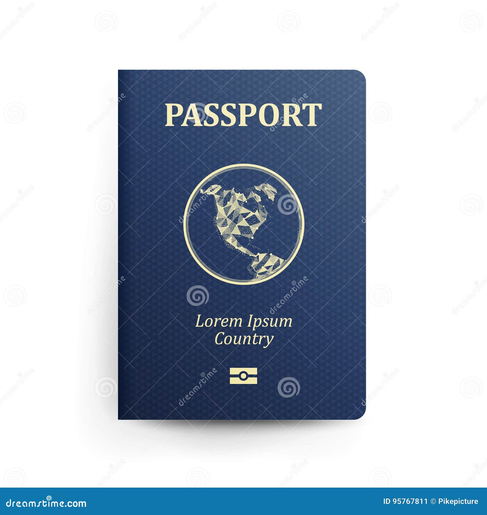 Passport with Map. Realistic Vector Illustration. Blue Passport with ...