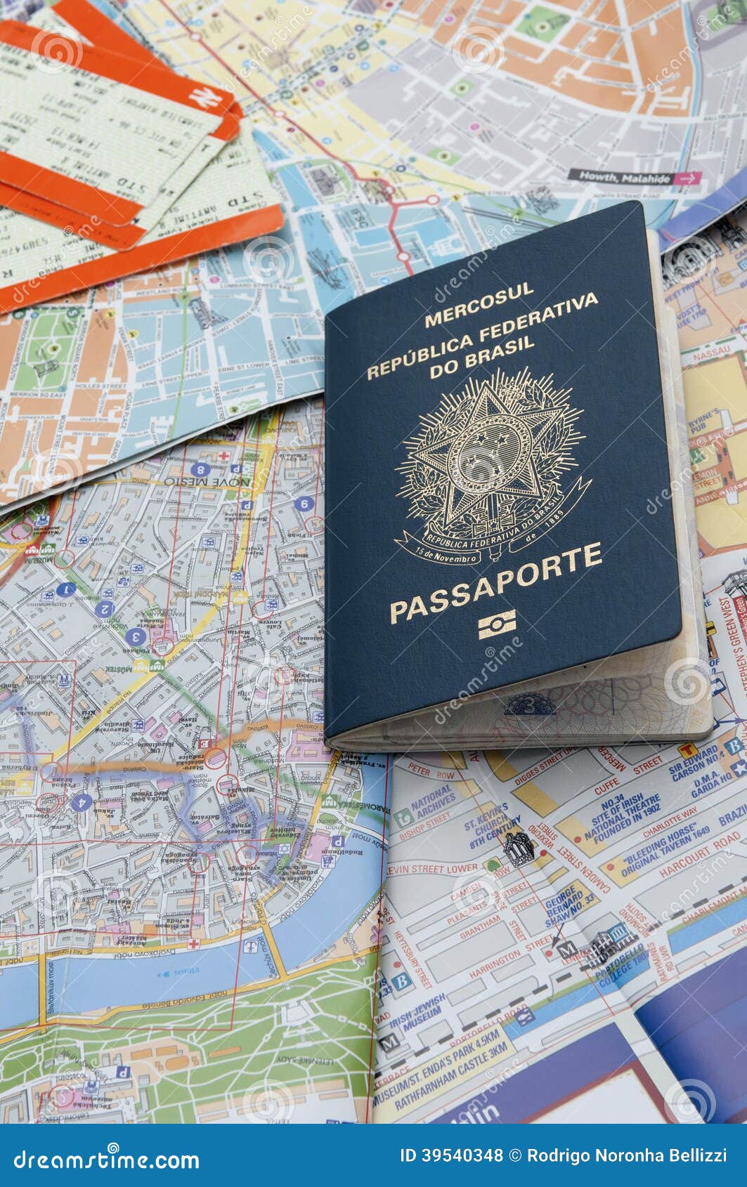Passport, Maps, and Tickets Stock Photo - Image of document, holiday ...