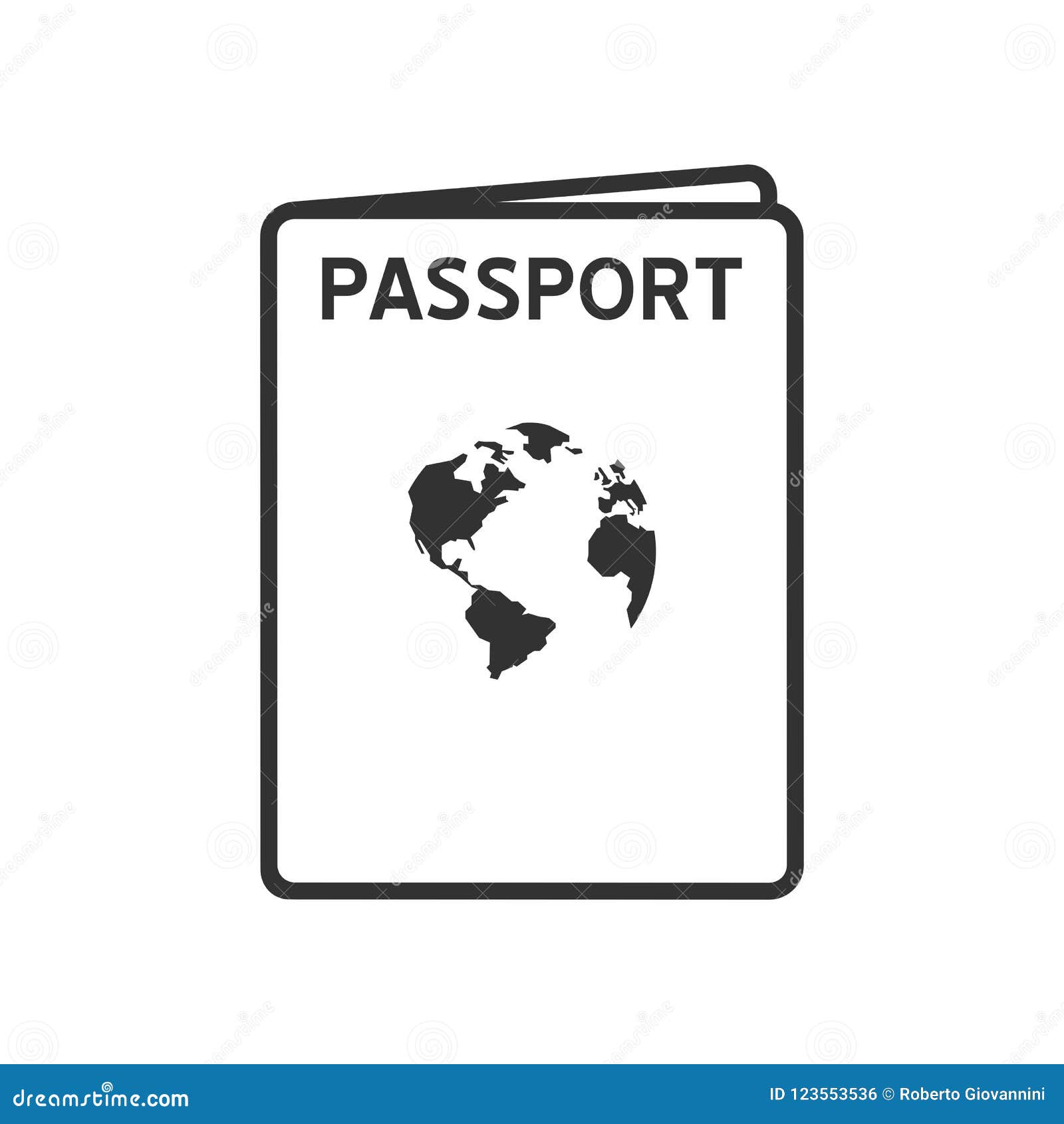 Passport Outline Flat Icon On White Stock Vector Illustration Of
