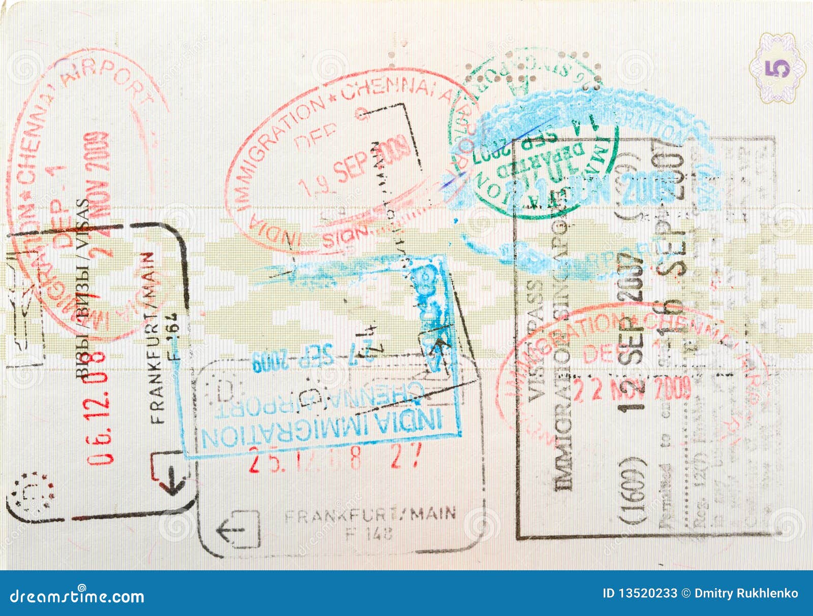 Passport Page With Roissy-CDG French Immigration Control Stamp. Royalty ...