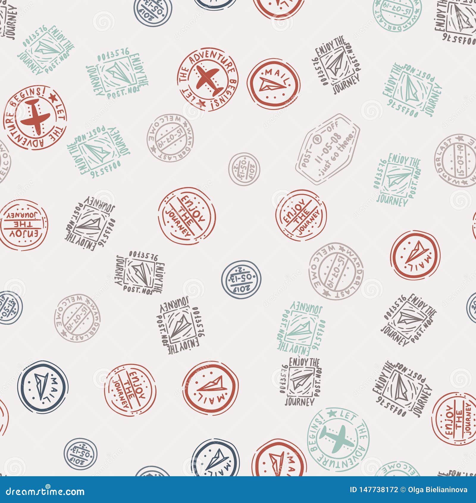 Passport or Post Stamps and Visa Signs Seamless Pattern. Retro Design ... Passport or Post Stamps and Visa Signs Seamless Pattern. Retro Design ...