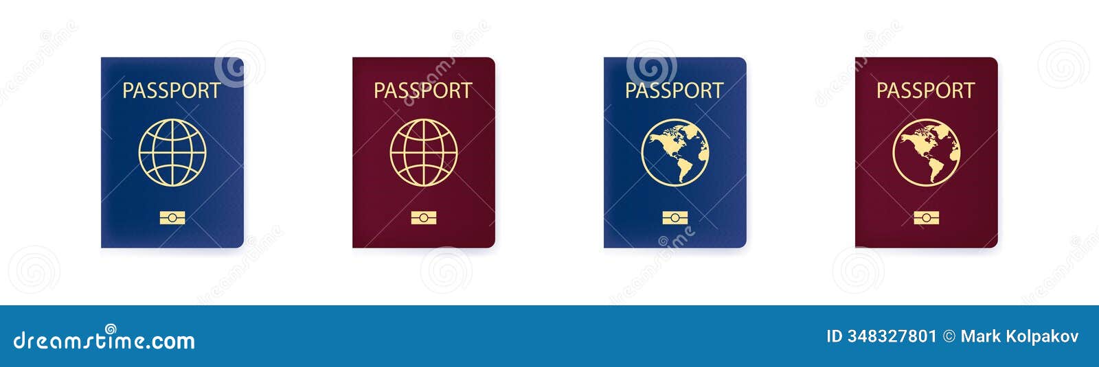 Passport, Realistic Passport Covers Template. Document for Travel and ...