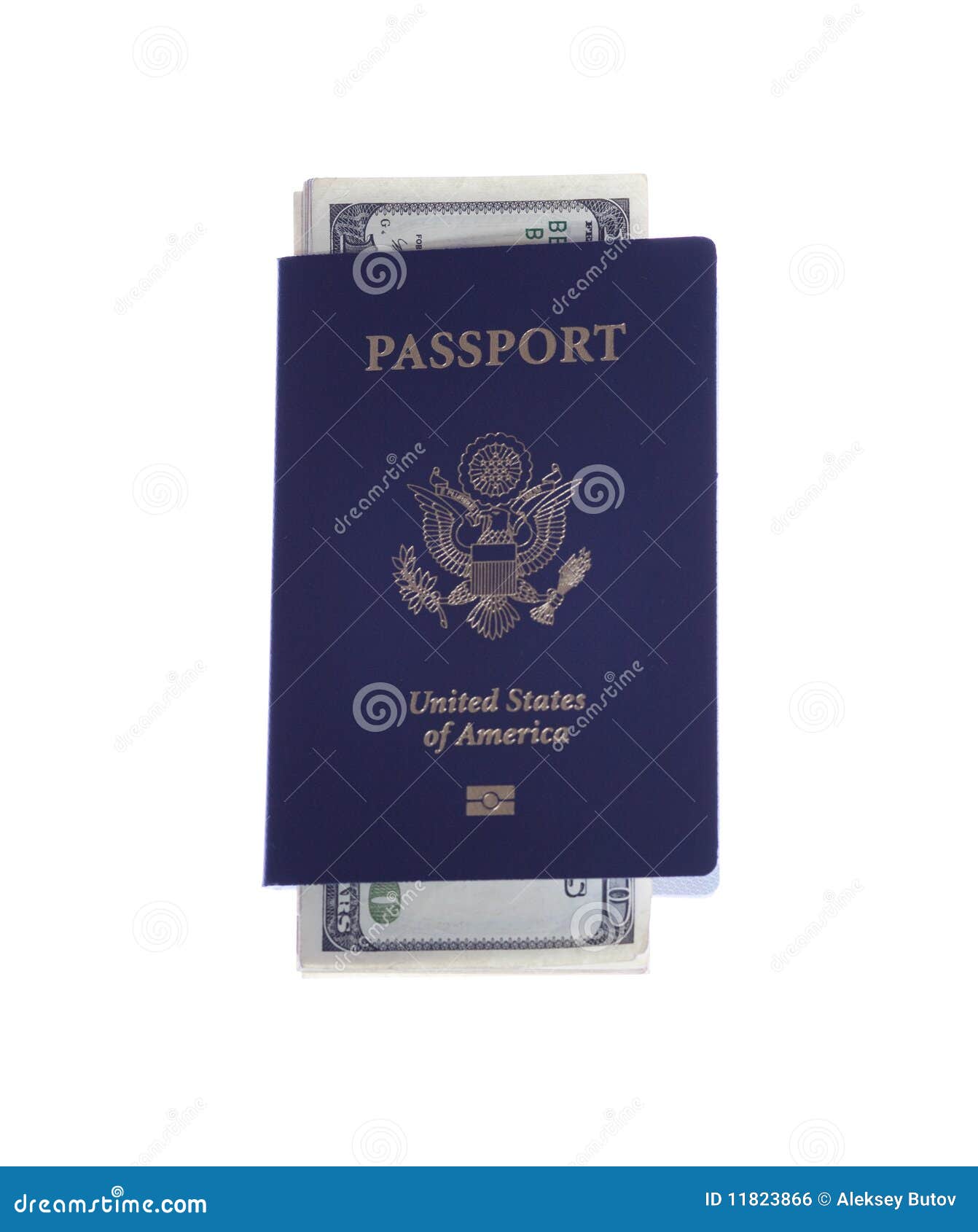 Passport and Stack of US Money Stock Photo - Image of close, number ...