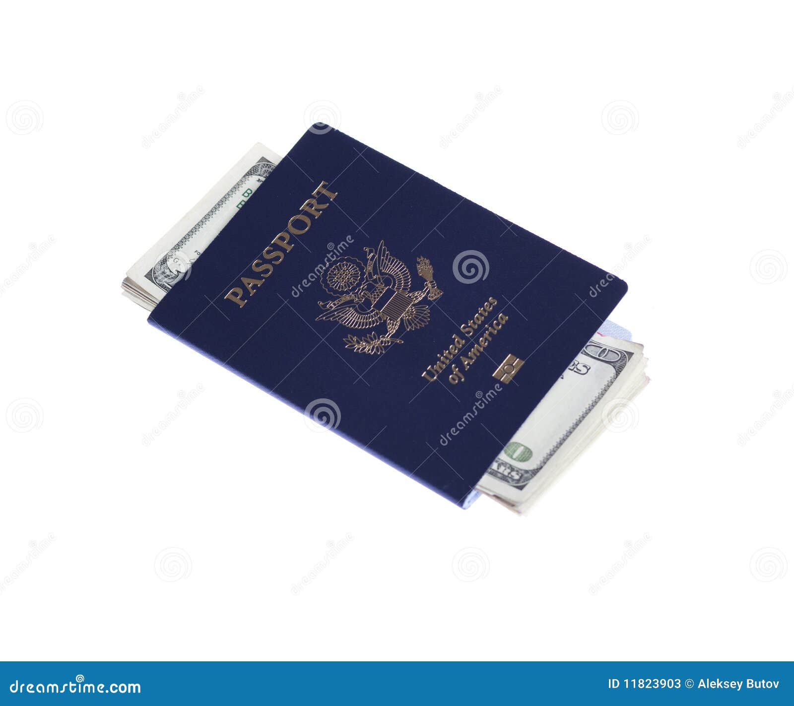 Passport and Stack of US Money Stock Image - Image of bill, federal ...