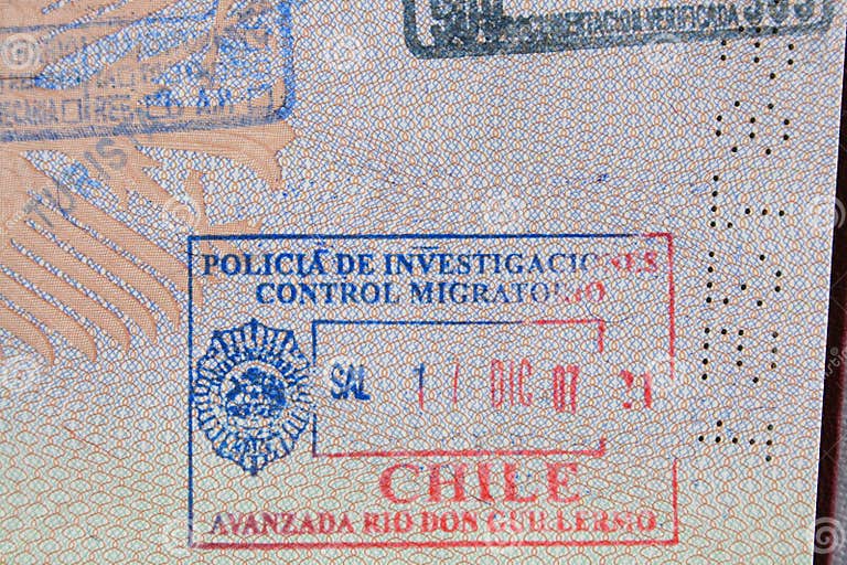 Passport stamp of Chile stock image. Image of migration - 7252831