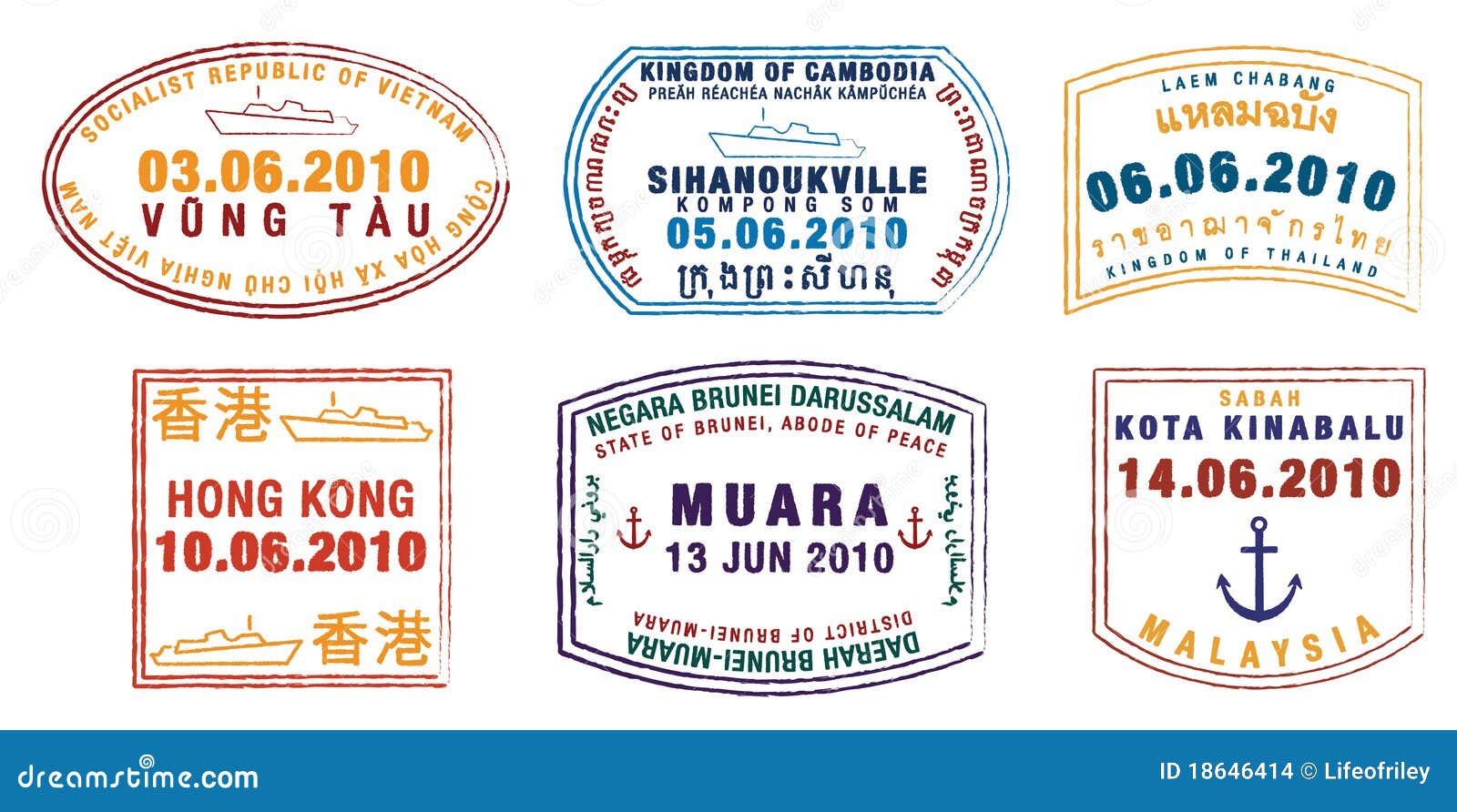 Passport Stamps Vector Illustration | CartoonDealer.com #18646414