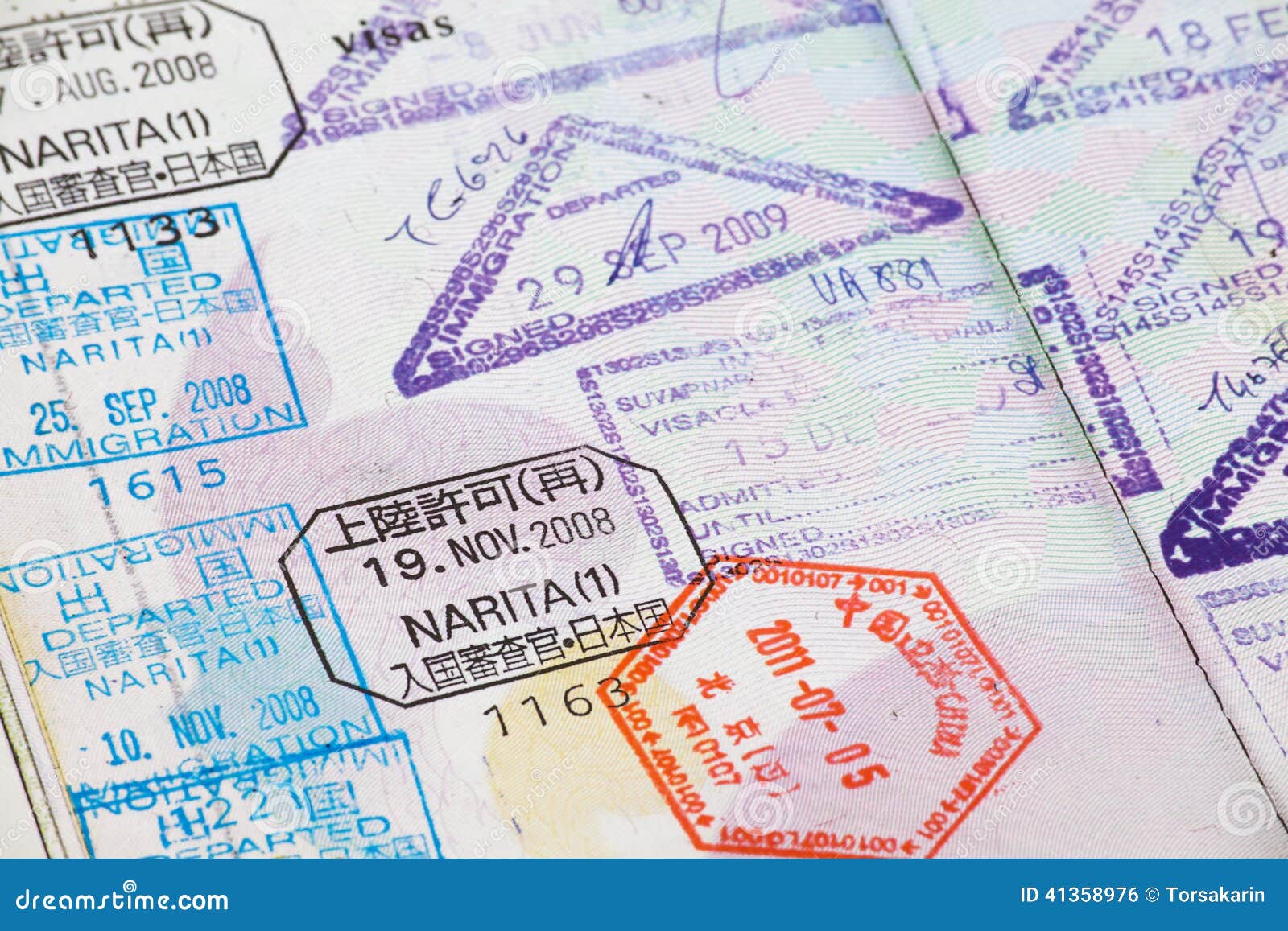 Passport stamps stock photo. Image of country, thailand - 41358976