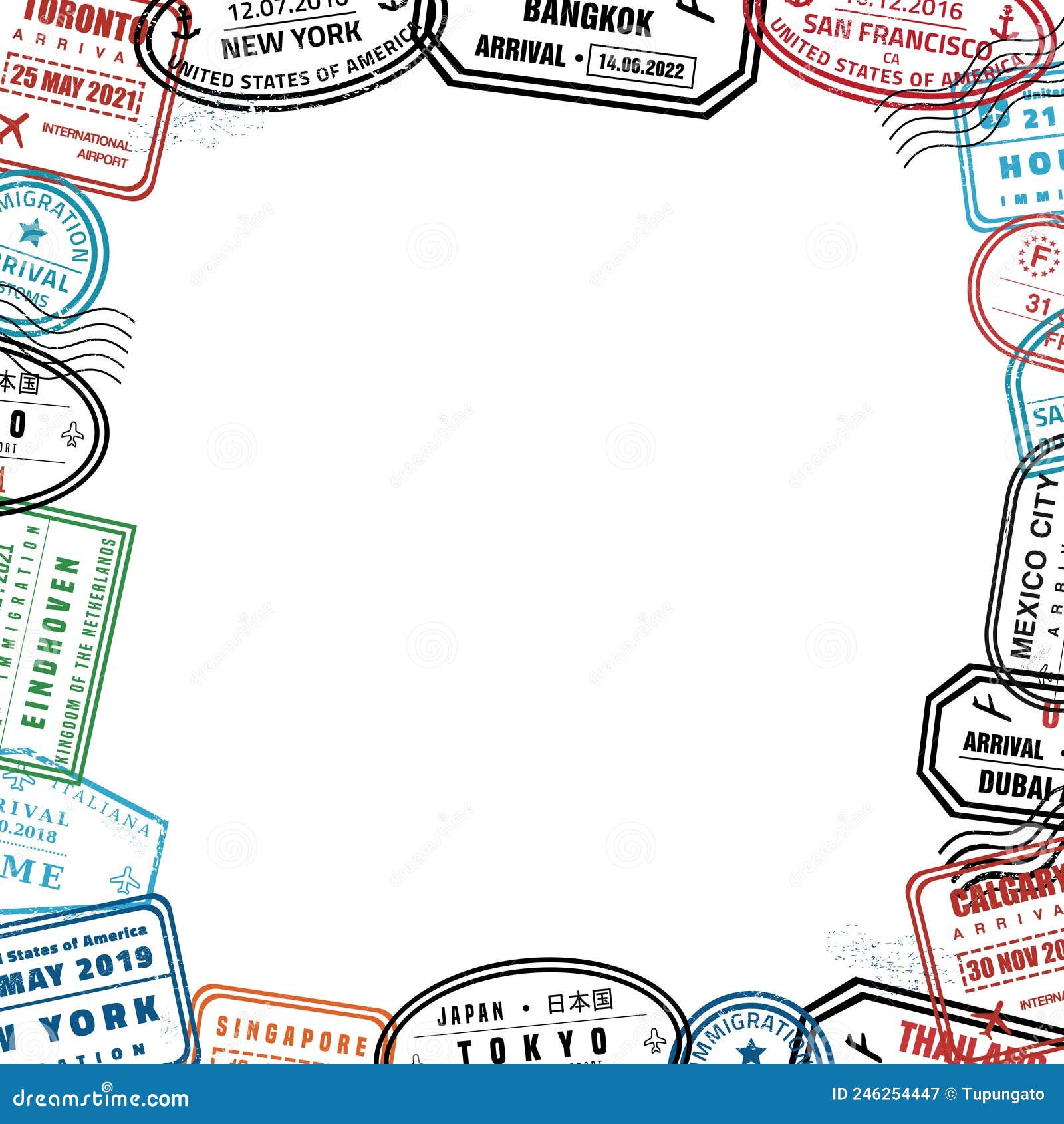 Passport Stamps Vector Frame | CartoonDealer.com #246254447