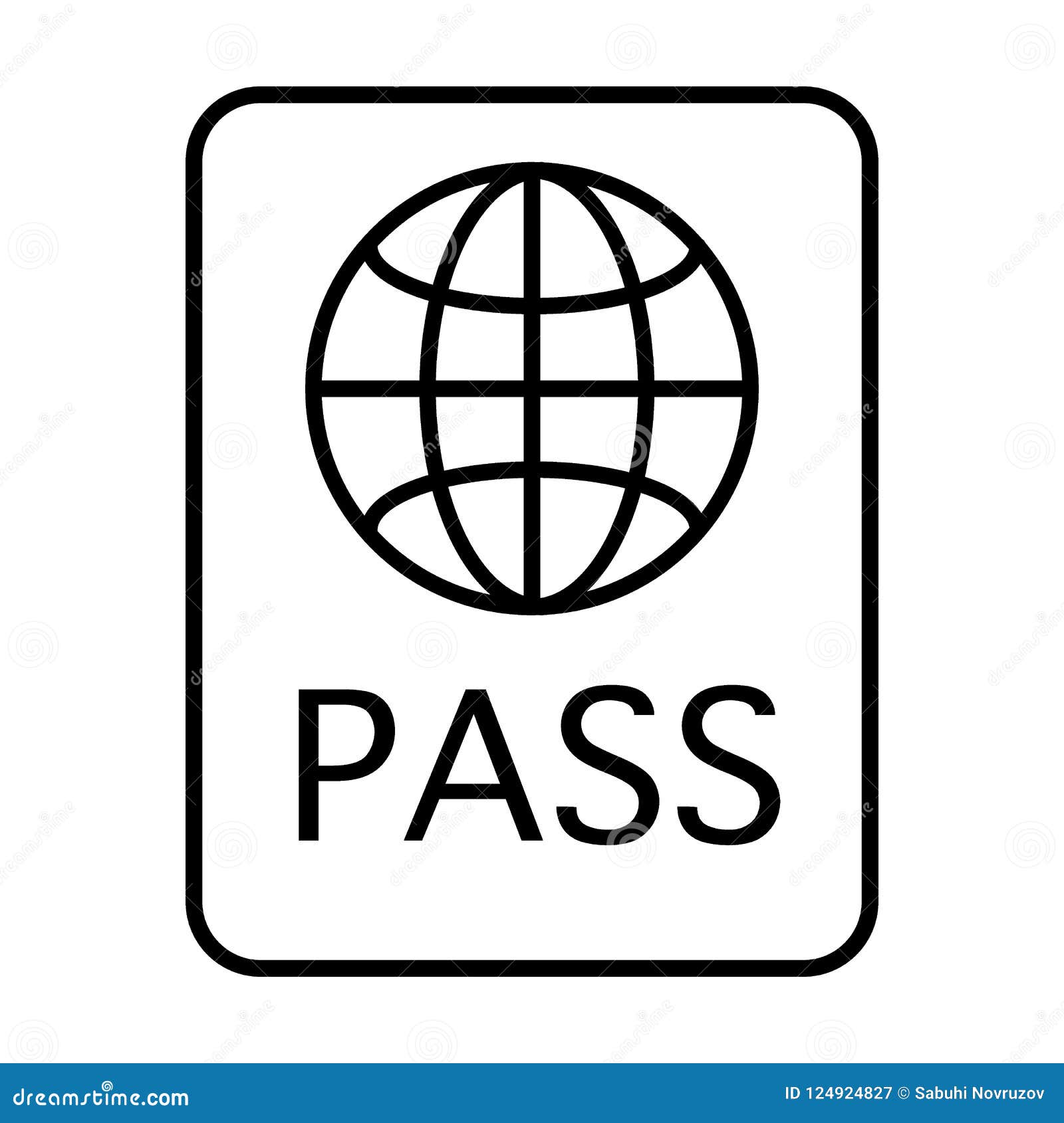 Passport Thin Line Icon Document Vector Illustration Isolated On White