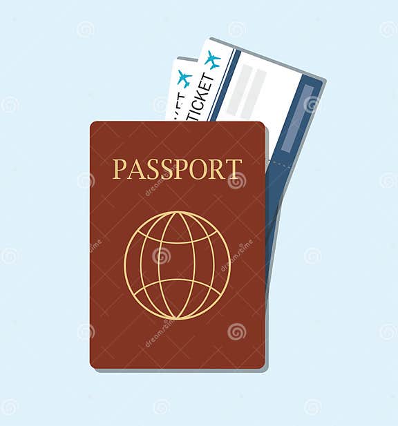 Passport With Tickets Passport And Boarding Pass Tickets Icon Top View