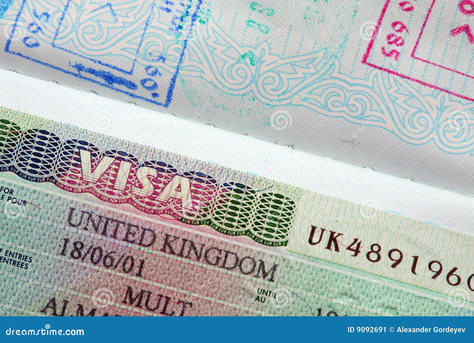 Passport, visa, stamps stock image. Image of immigration - 9092691