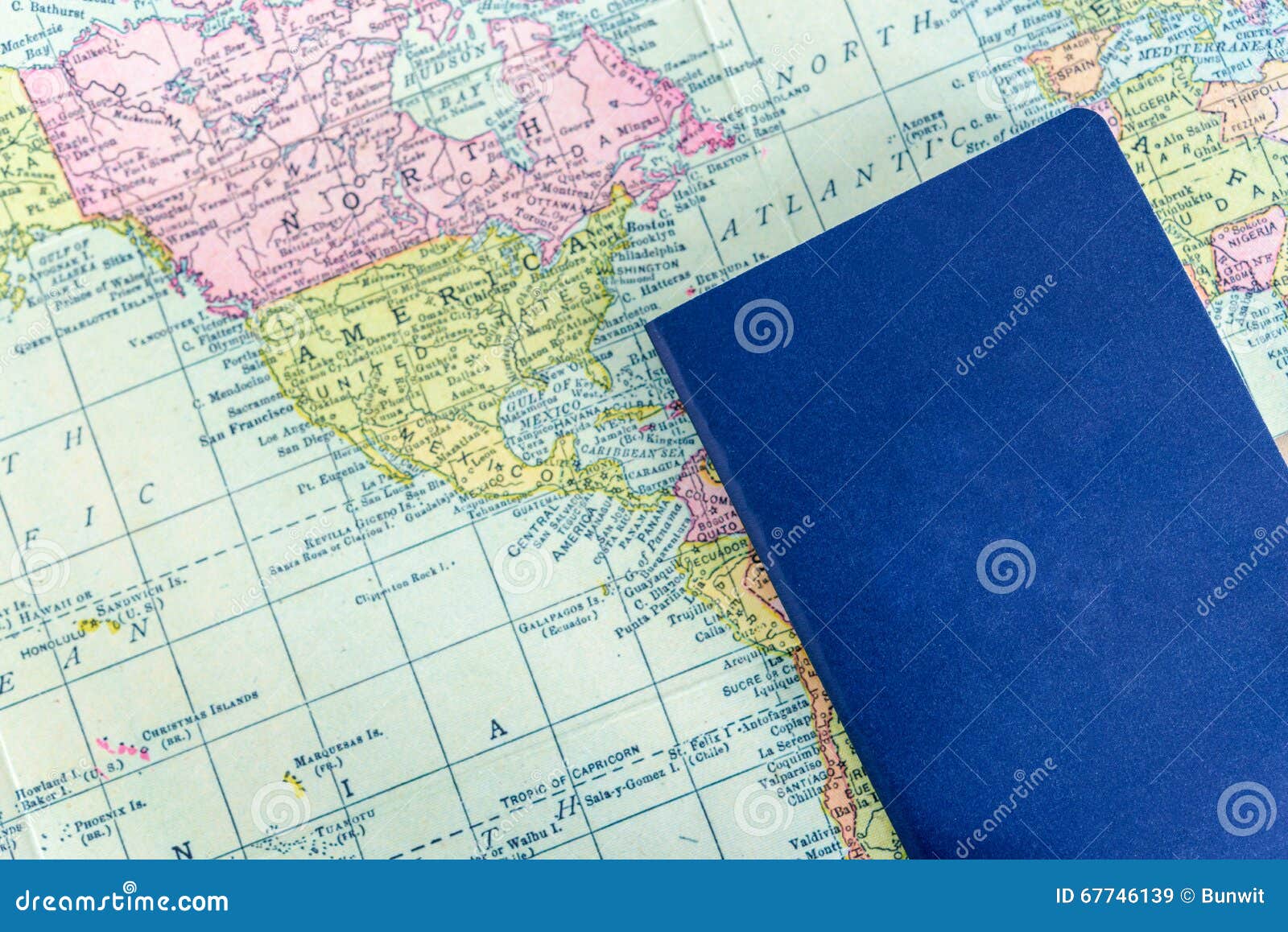 Passport On World Map Background Stock Image | CartoonDealer.com #67746139