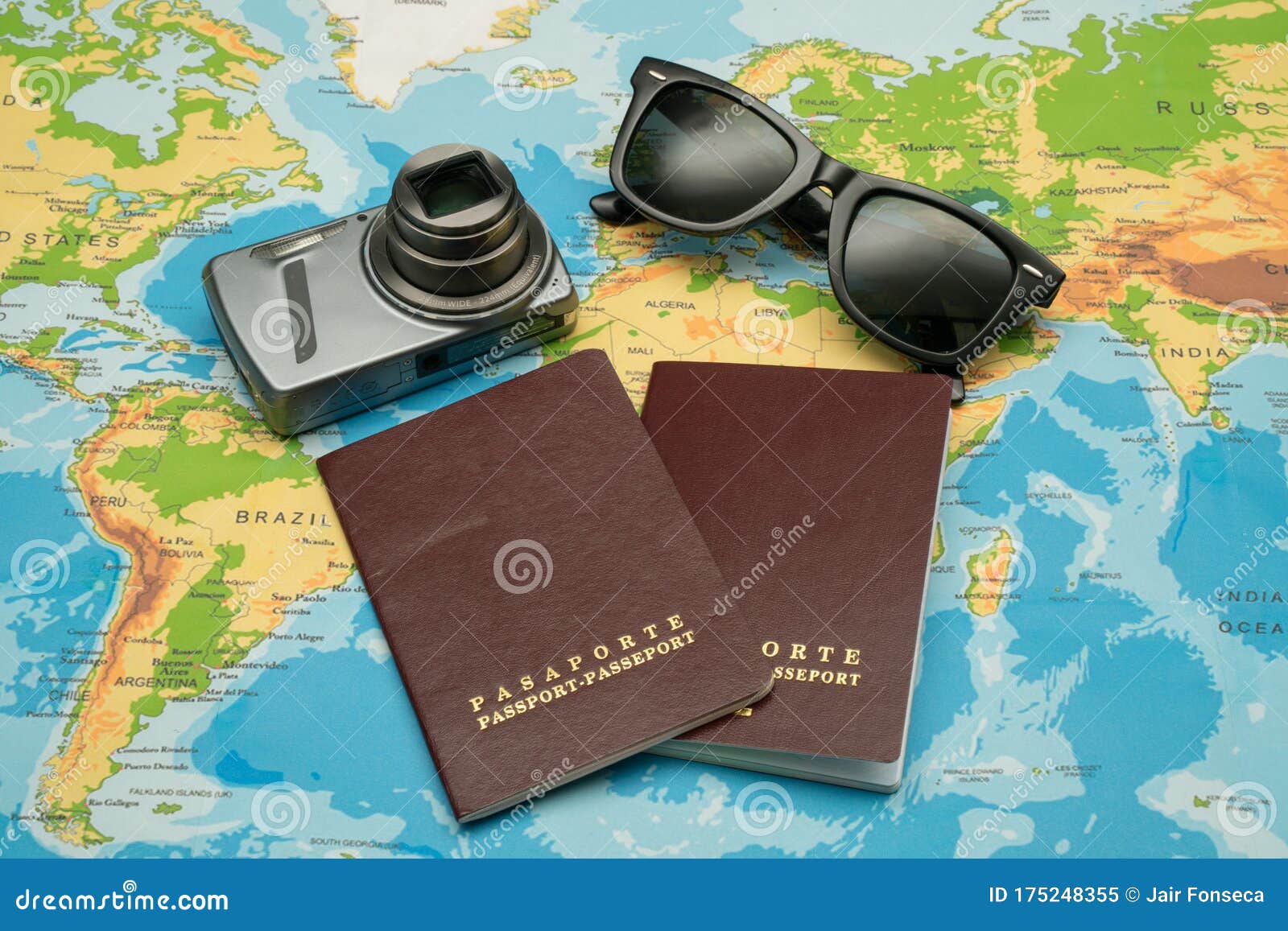 Passport World Map Glasses Camera Travel Concept Stock Image Image Of Idylli Panorama