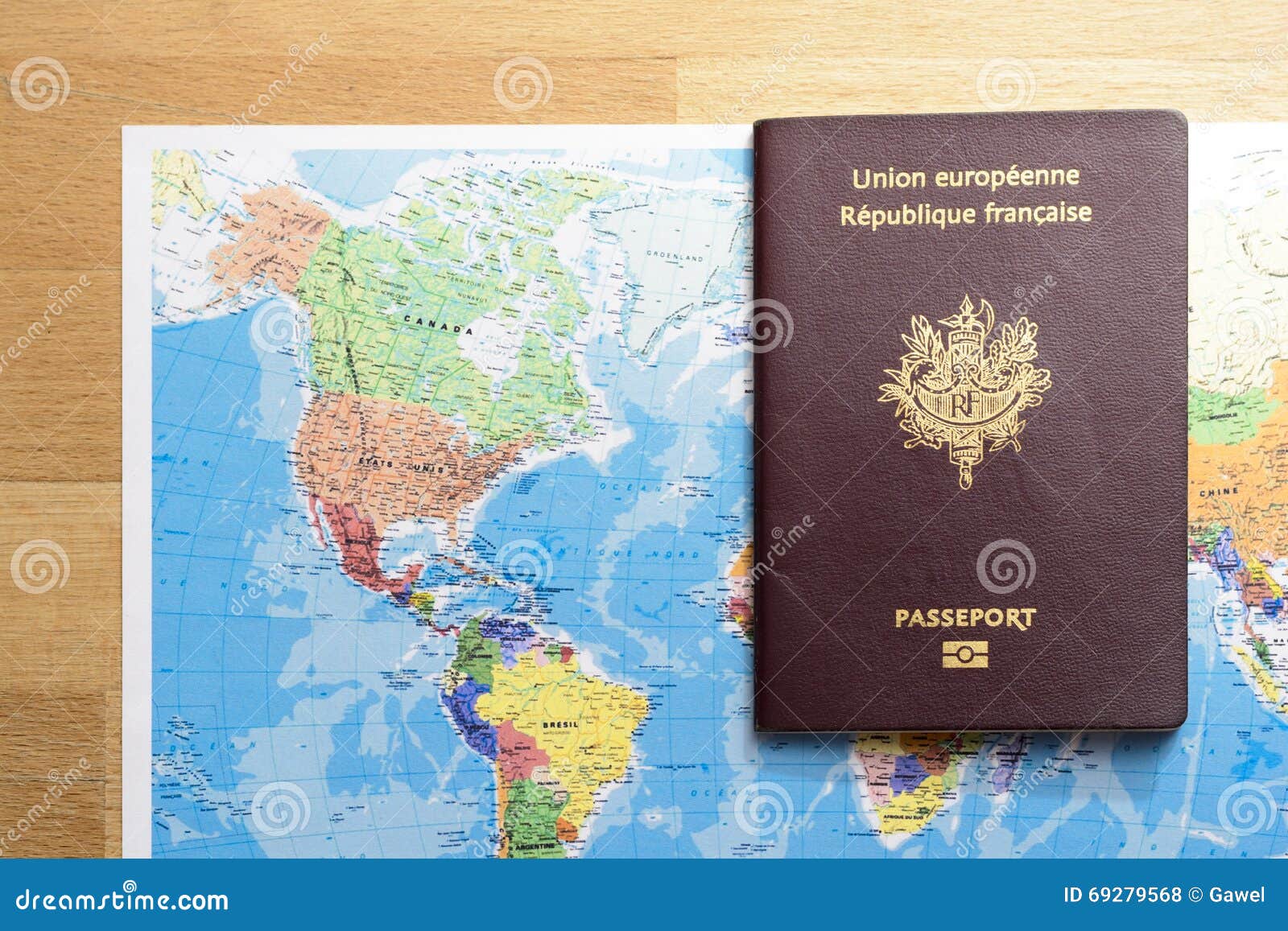 Passport and World S Map on Table Stock Photo - Image of nationality ...