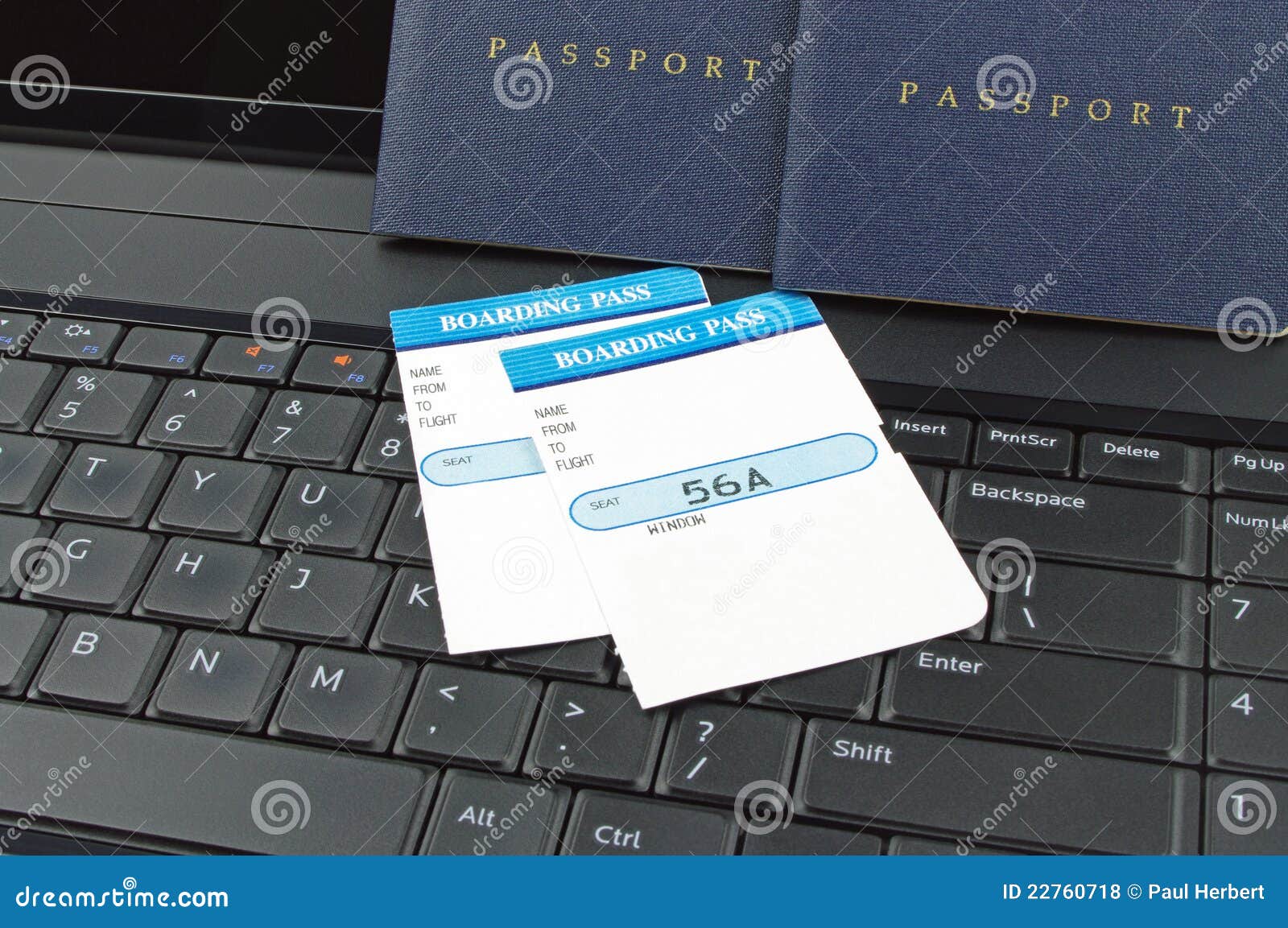 Passports Boarding Pass and Computer Stock Photo - Image of purchase ...