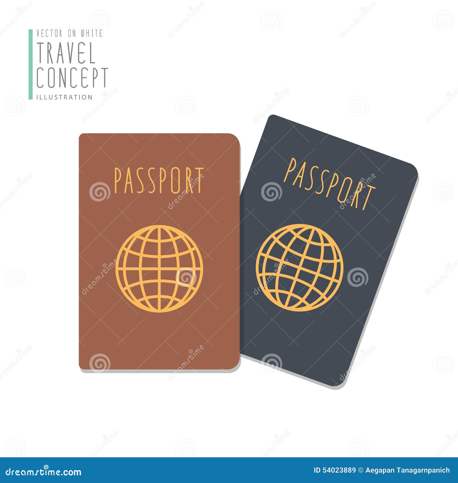 Passports flat vector. stock vector. Illustration of citizenship - 54023889