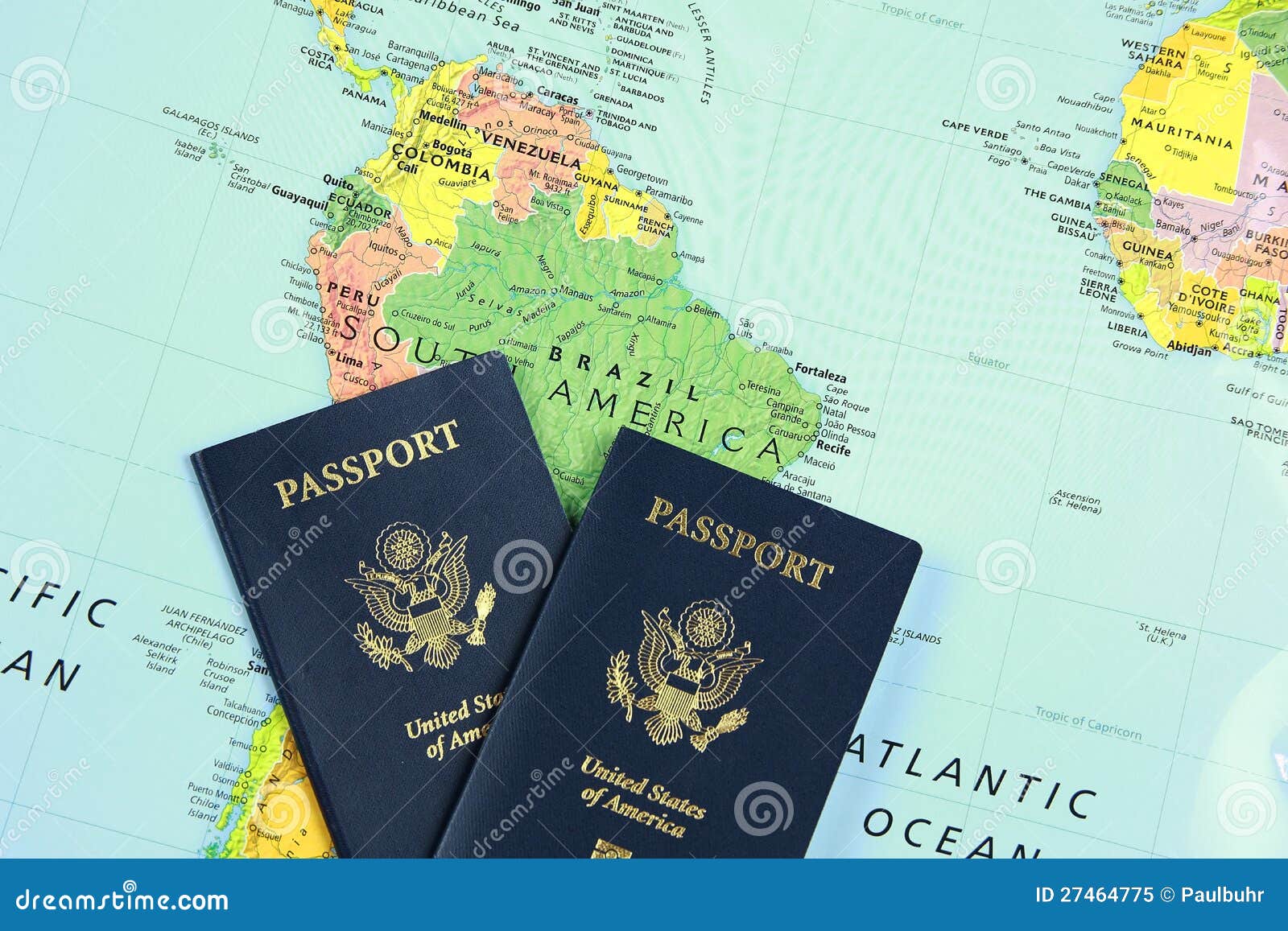 Passports on map-3 stock image. Image of international - 27464775