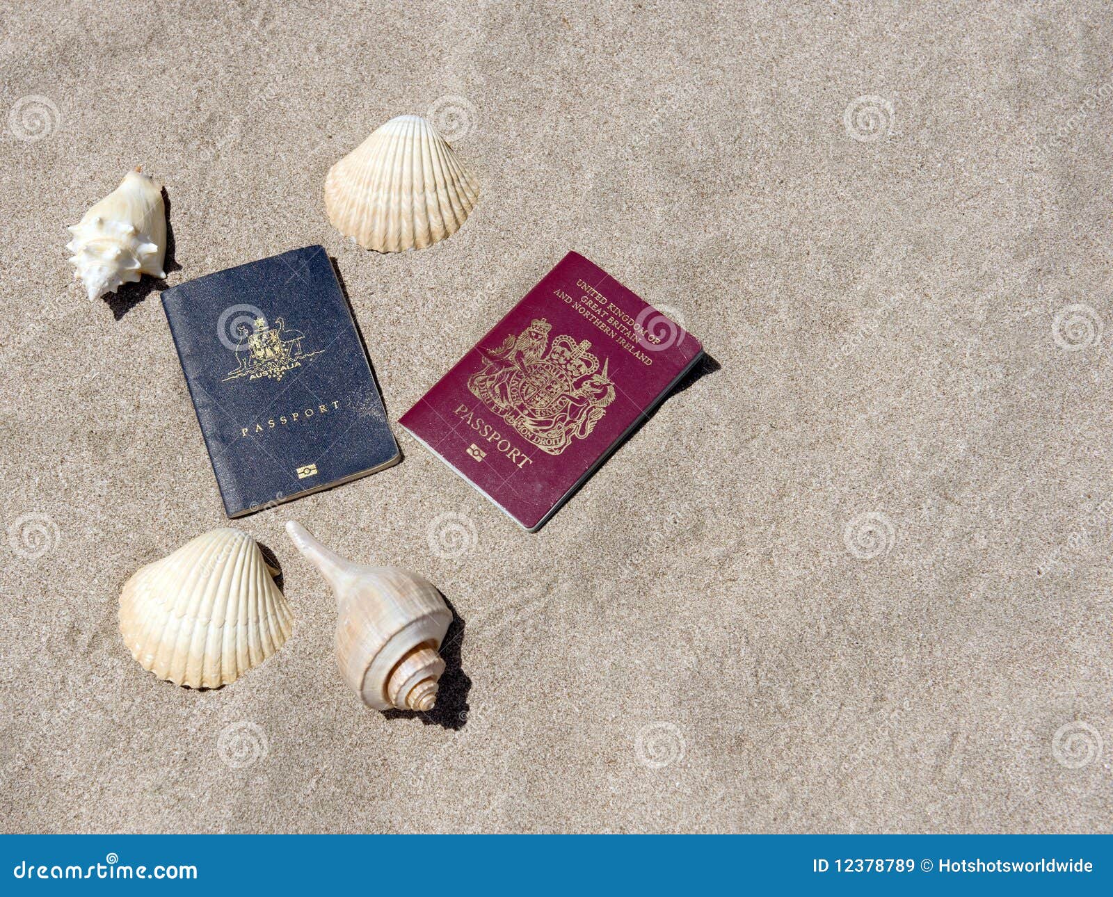 Passports on Sandy Tropical Beach Copyspace Stock Image - Image of ...