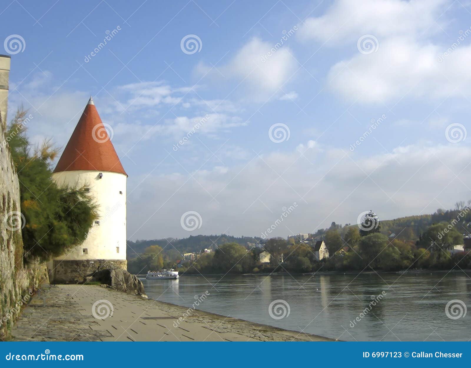 Passua - Tower and Ferry stock image. Image of touristic - 6997123