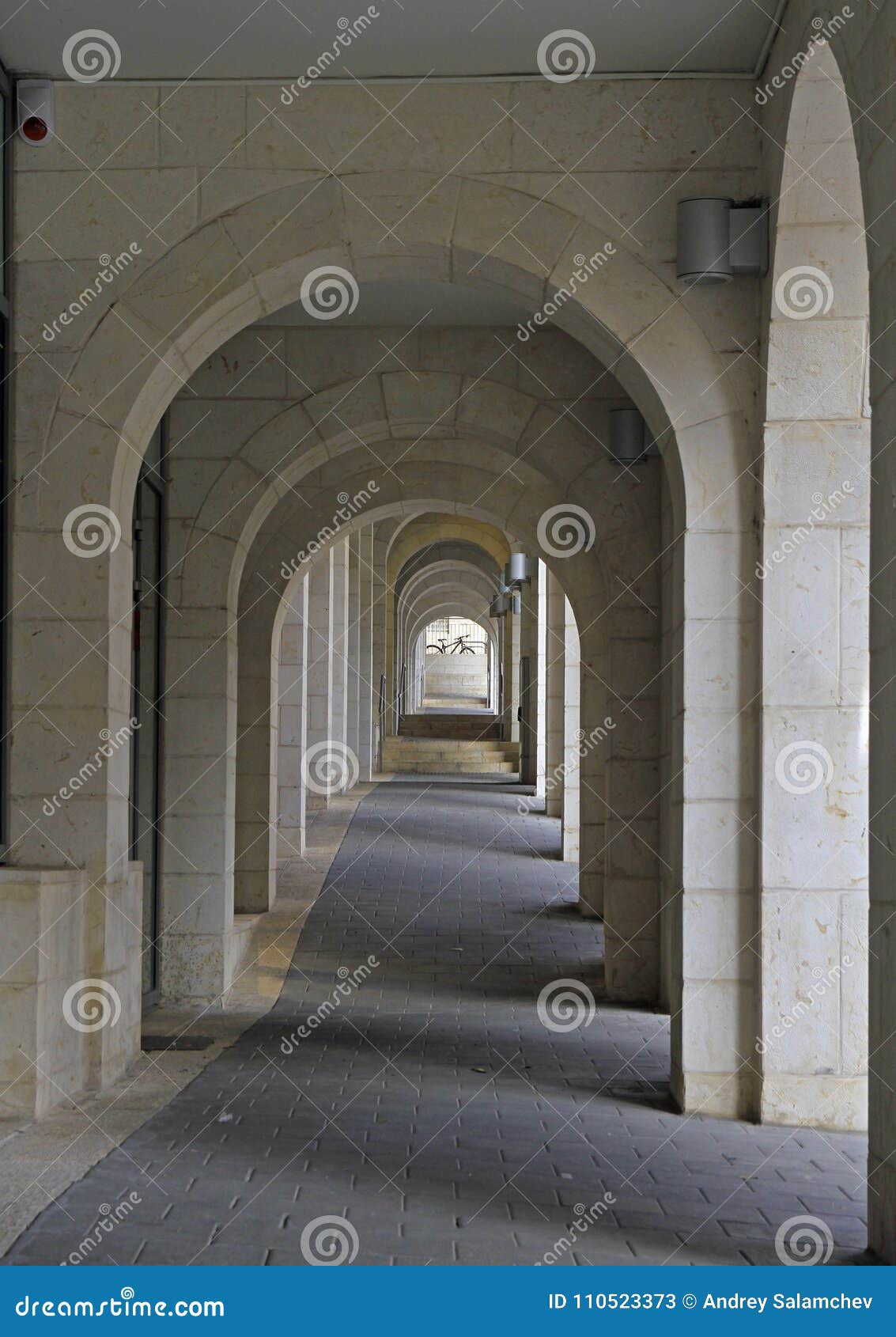 Passway between Wall and Pillars Stock Image - Image of architecture ...