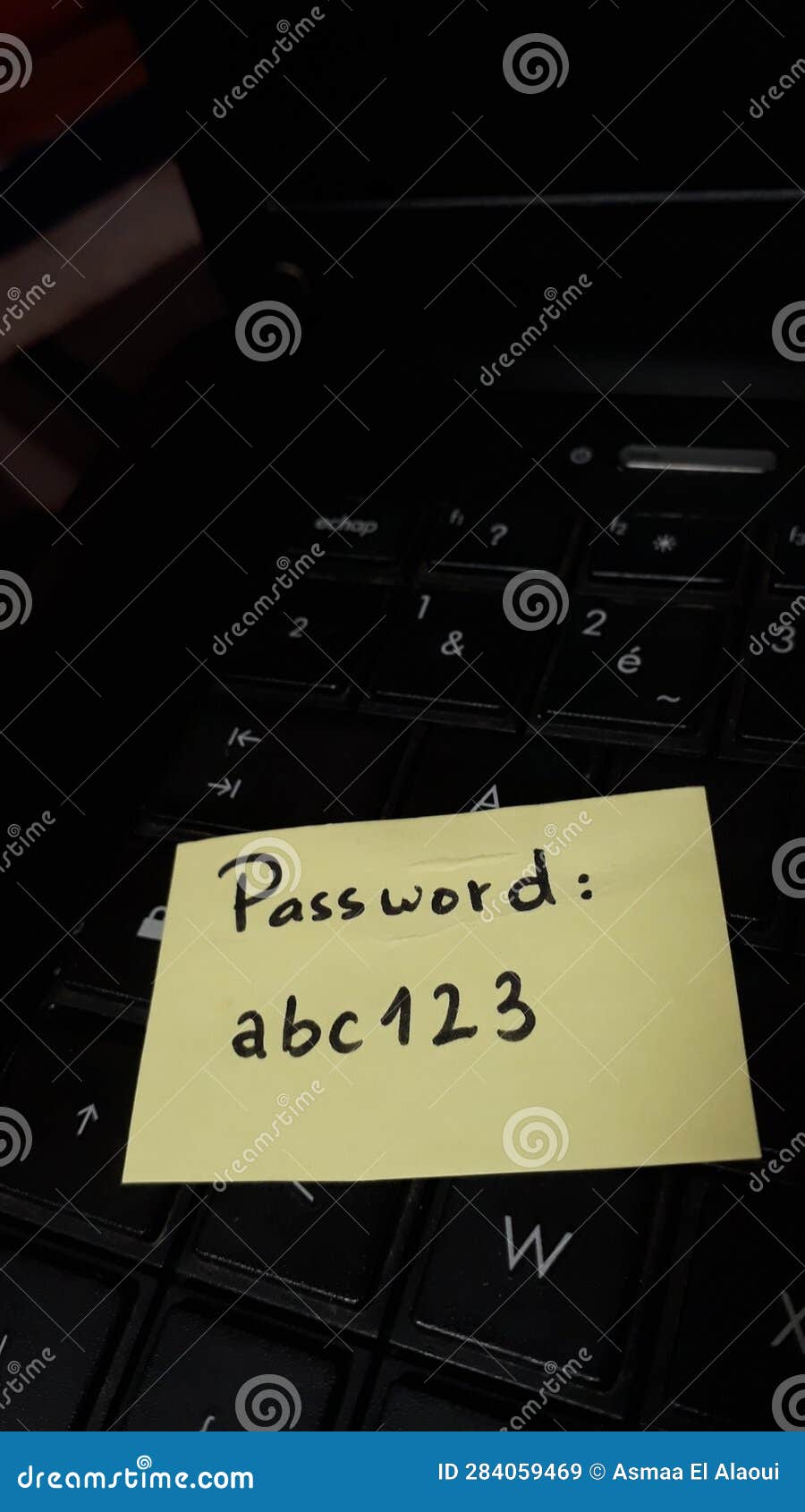 Password : Abc123 on Sticky Notes Stock Image - Image of desk, identity ...