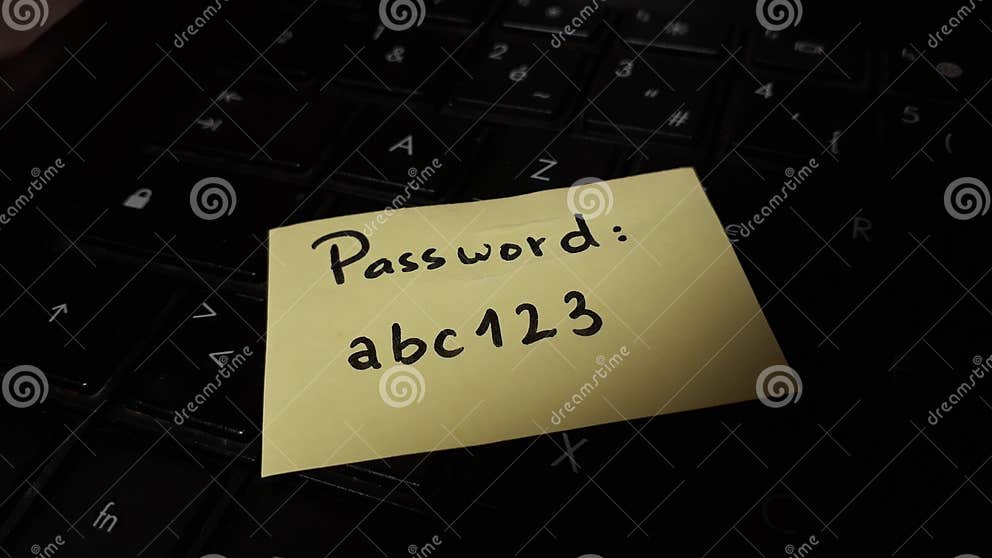 Password : Abc123 on Sticky Notes Stock Photo - Image of office, sticky ...