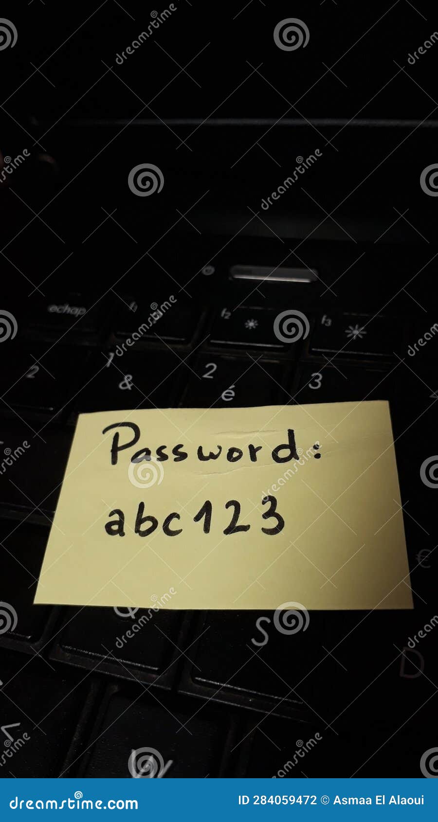 Password : Abc123 on Sticky Notes Stock Photo - Image of post ...