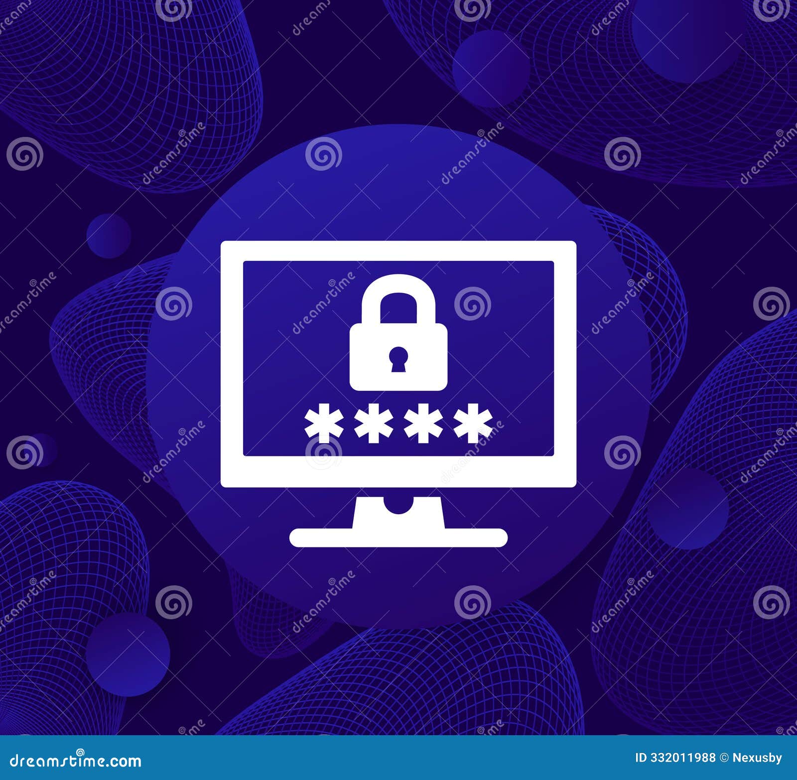 Password Access Icon with a Computer, Vector Stock Illustration ...