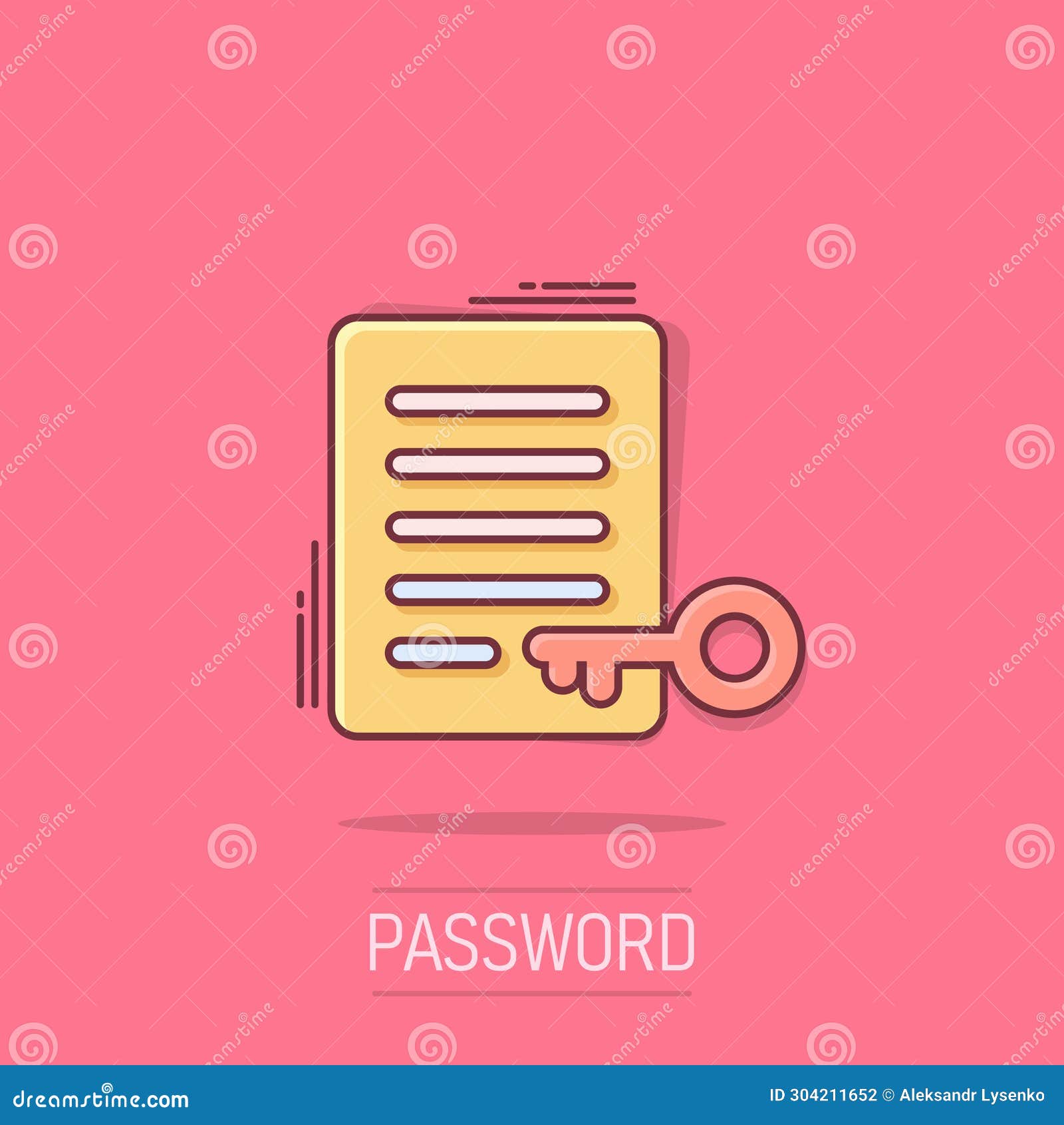 Password Account Icon in Comic Style. Keyword Cartoon Vector ...