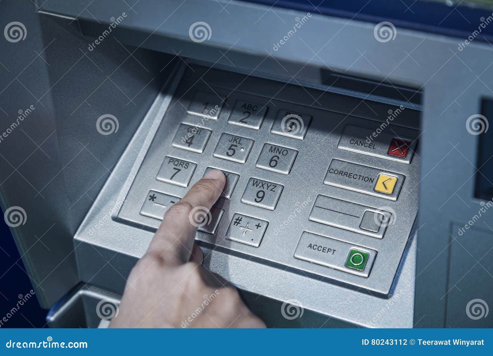 Password Code Protection Hand on Button Number Banking Security System ...