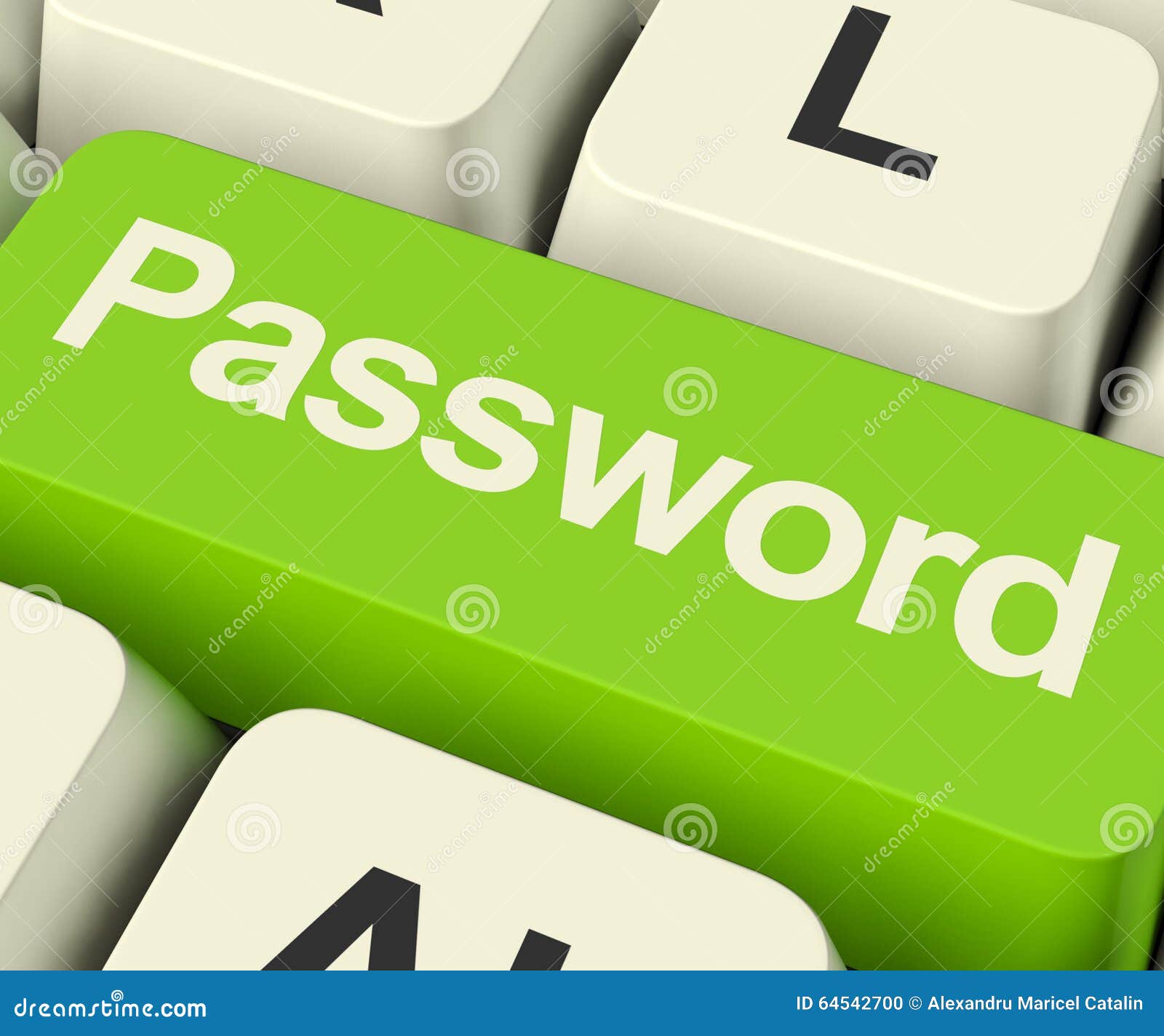 Password Computer Key in Green Showing Permission and Security Stock ...