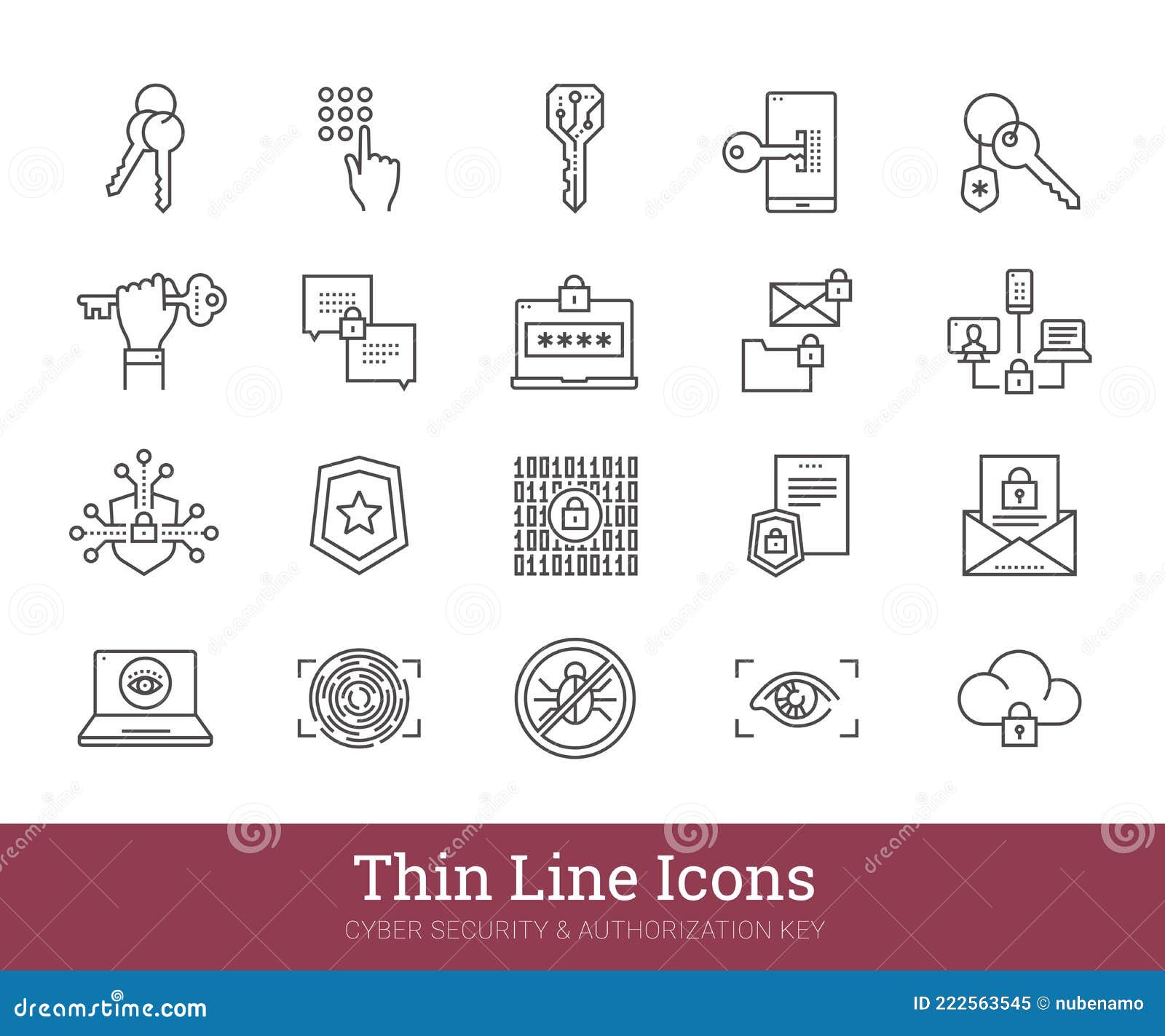 Password, Computer System Protection, Cyber Security Icons. Vector Clip ...