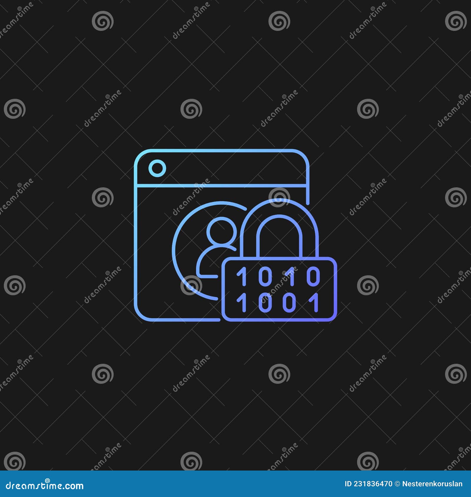 Password Encryption Gradient Vector Icon For Dark Theme Stock Vector Illustration Of Outline
