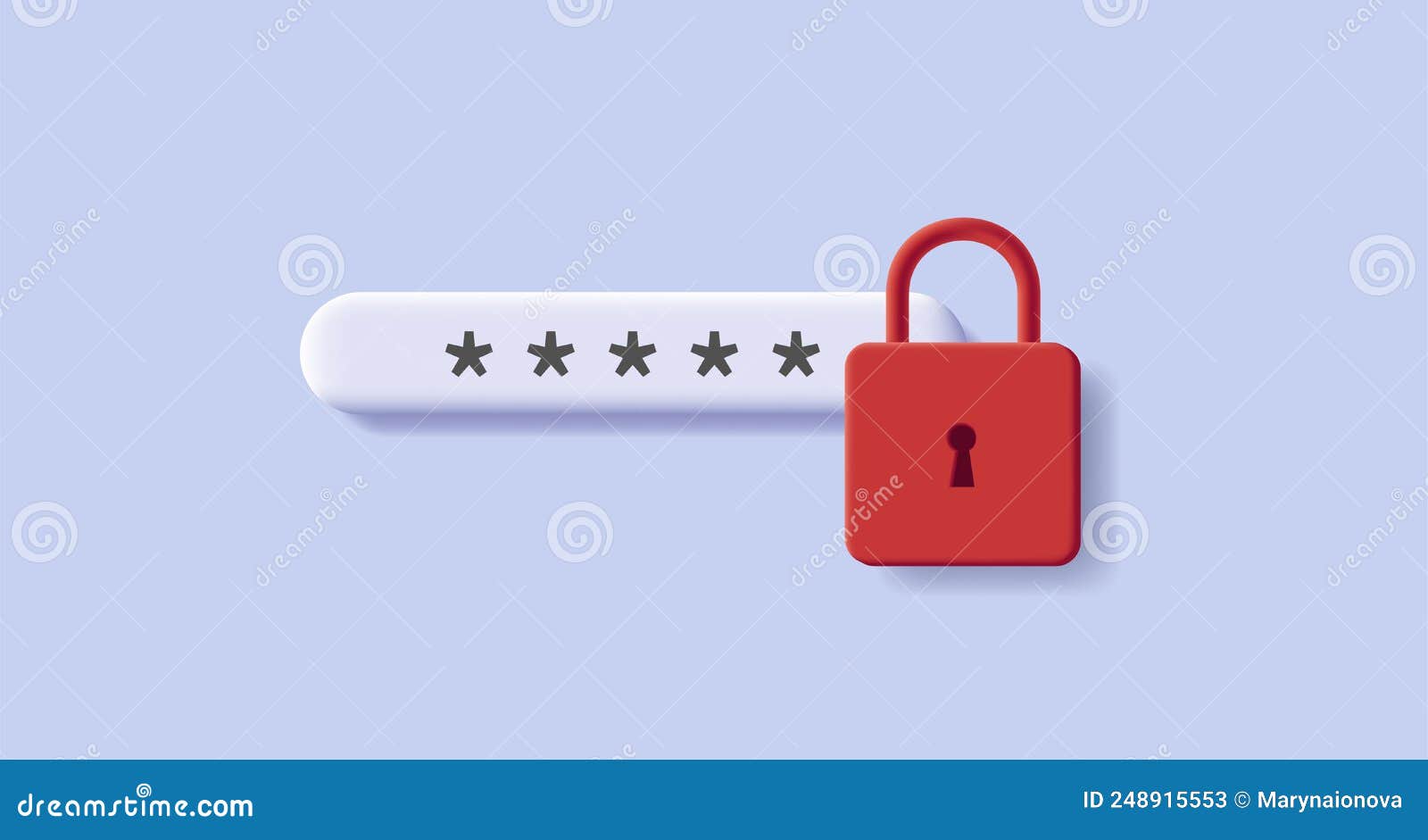 Password Field with Red Padlock, 3d Digital Illustration Stock Vector ...