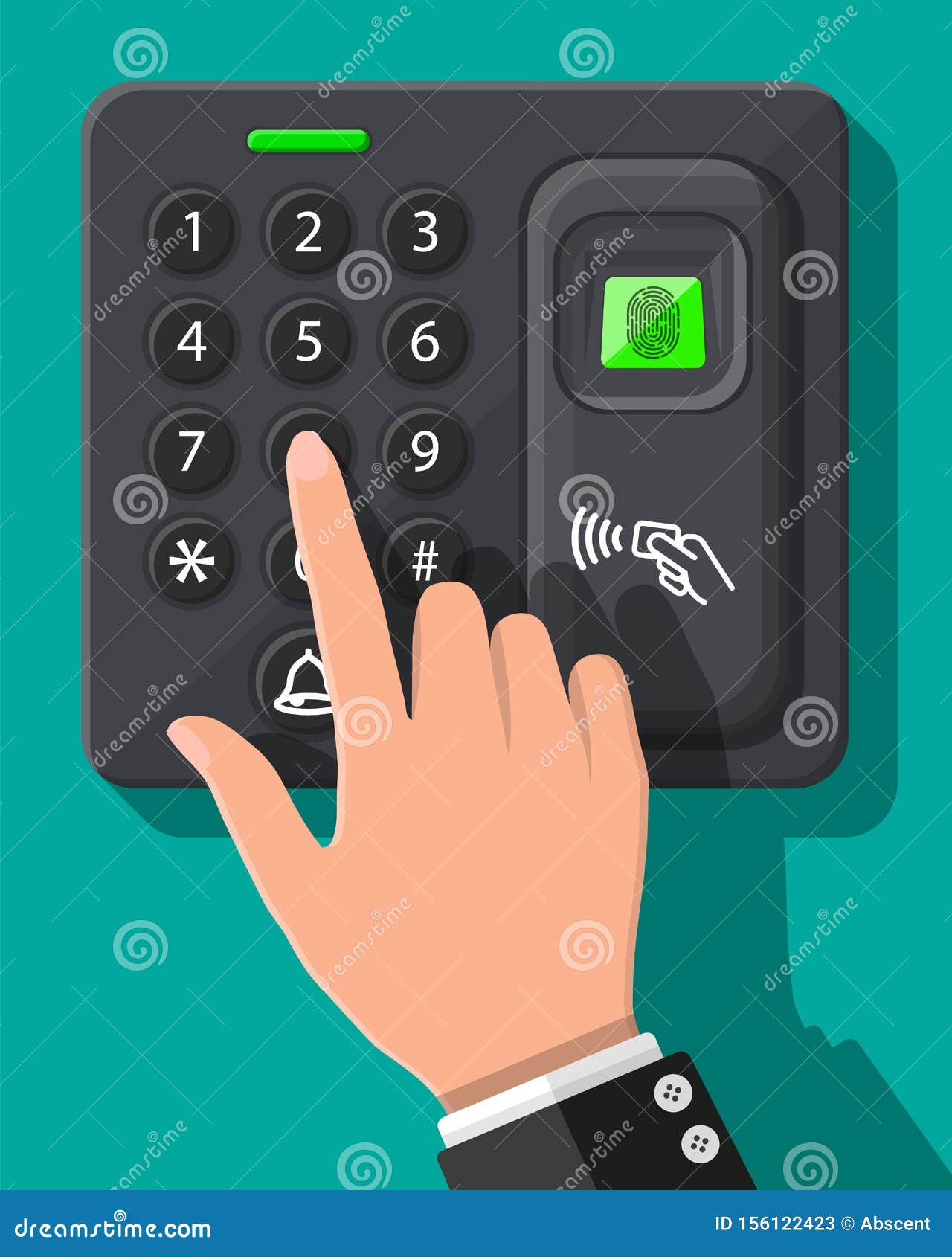 Password and Fingerprint Security Device with Hand Stock Vector ...