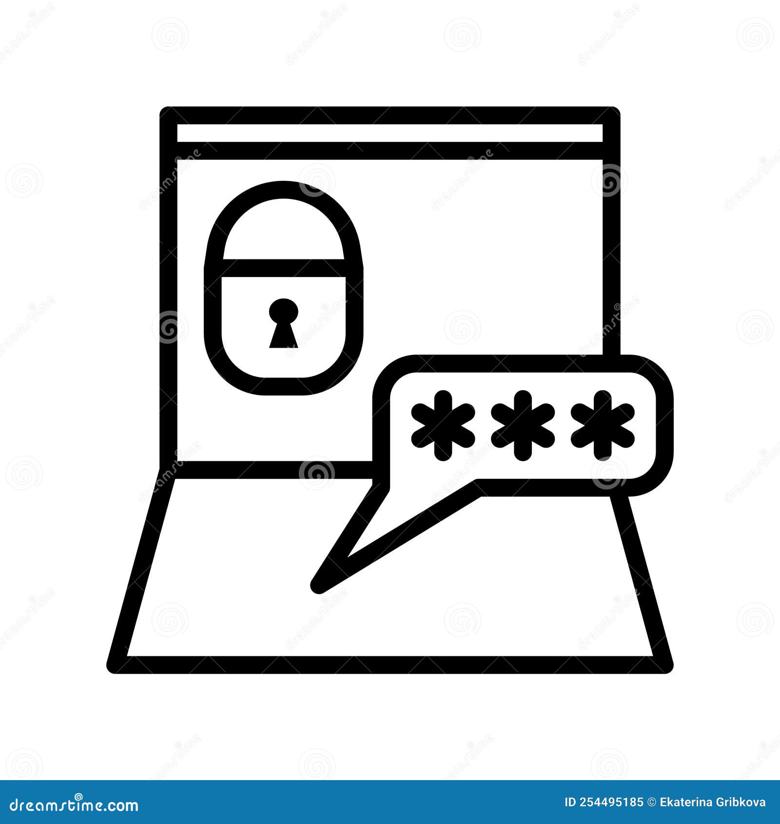 Password Flat Line Icon. Login, Security Sign Stock Vector ...