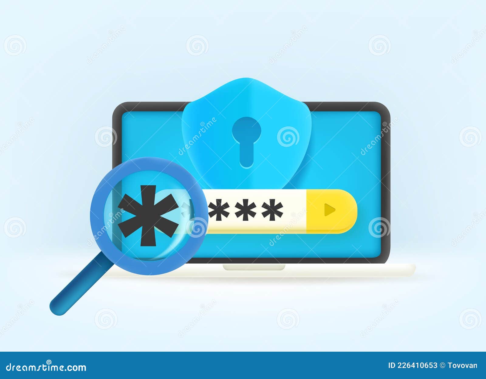 Password Guessing on Laptop. 3d Style Vector Stock Vector ...